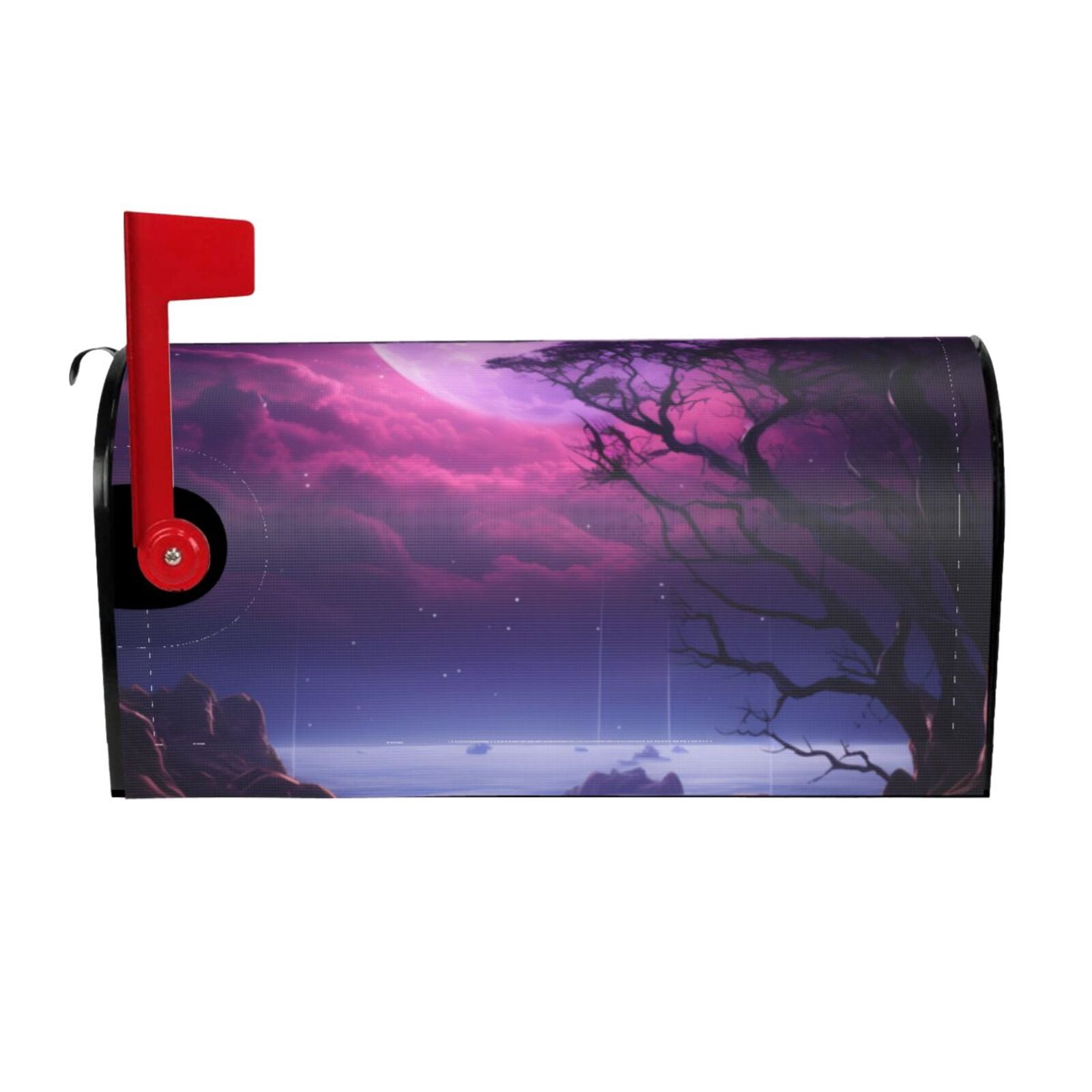 Salouo Purple Moon Tree Night Sky for Magnetic Mailbox Covers ...