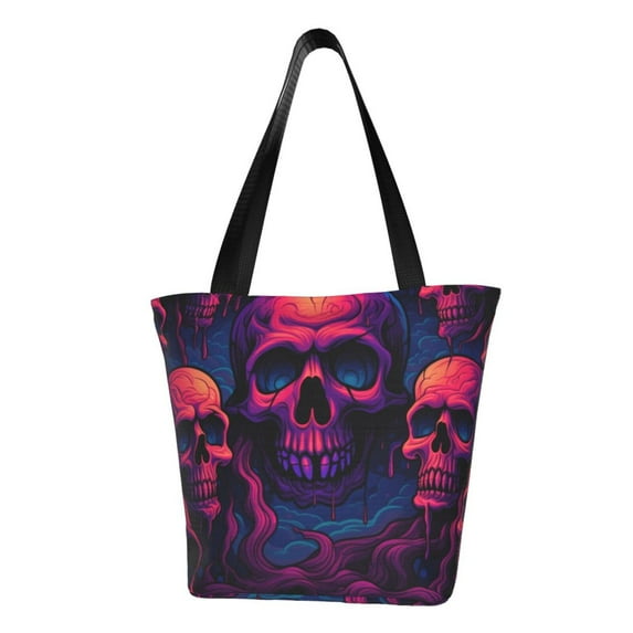 Salouo Purple-Red Skull for Shoppers Tote for Women Foldable Handbags ...