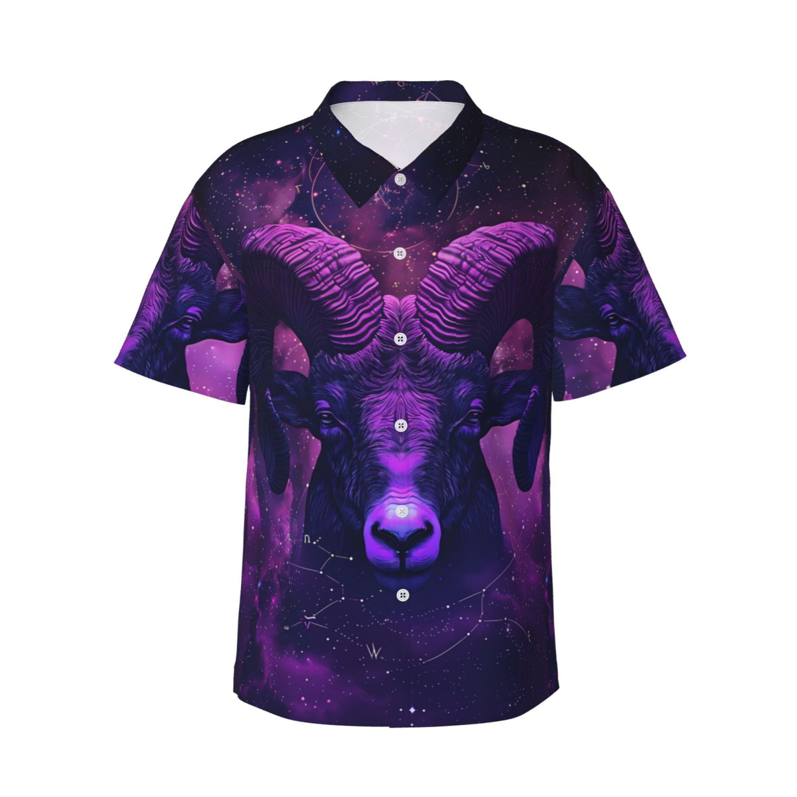 Salouo Purple Starry Sky Antelope for Hawaiian Shirt for Men,Summer ...