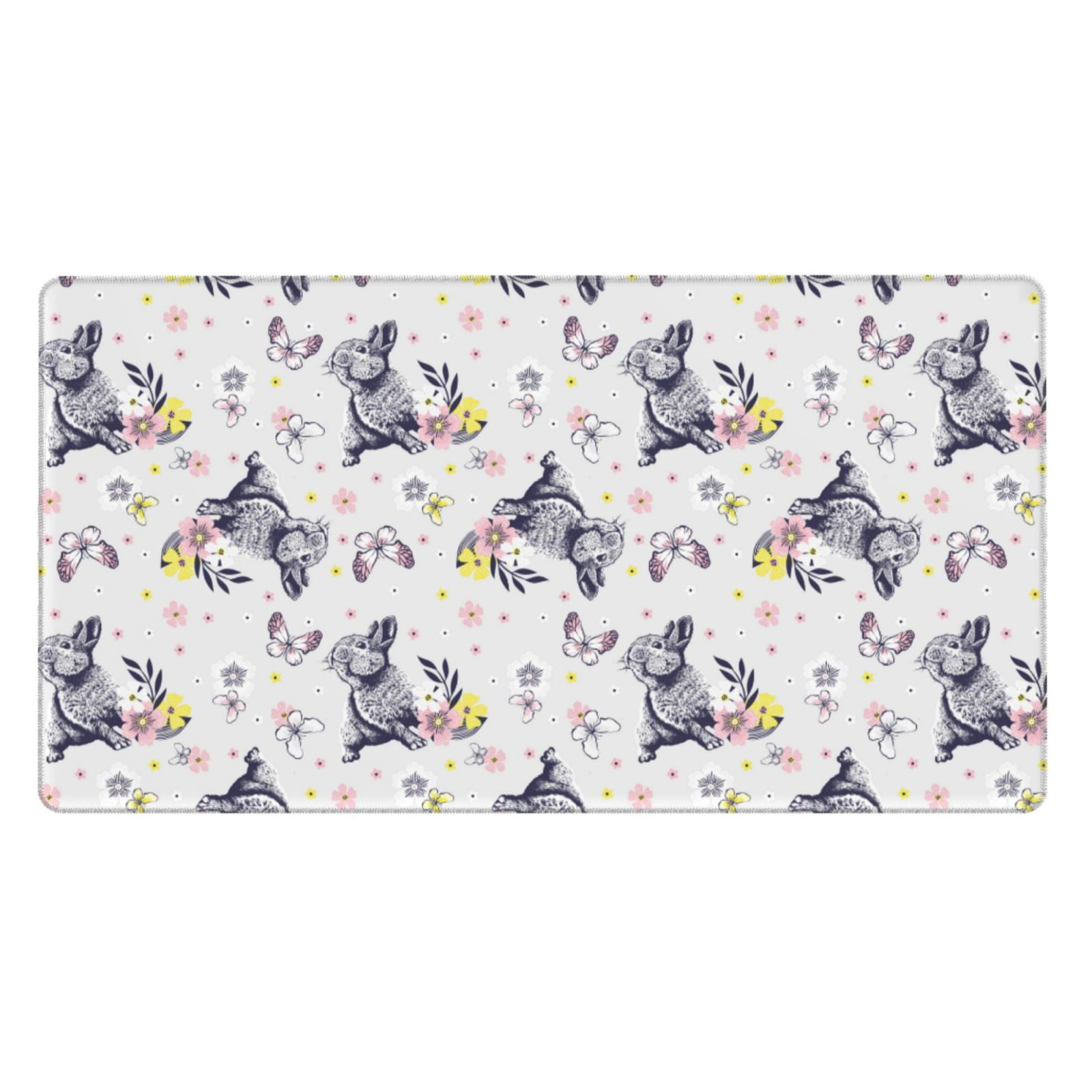 Salouo Rabbit And Butterfly Print Large Mouse Pad,Extended Mat Desk Pad ...