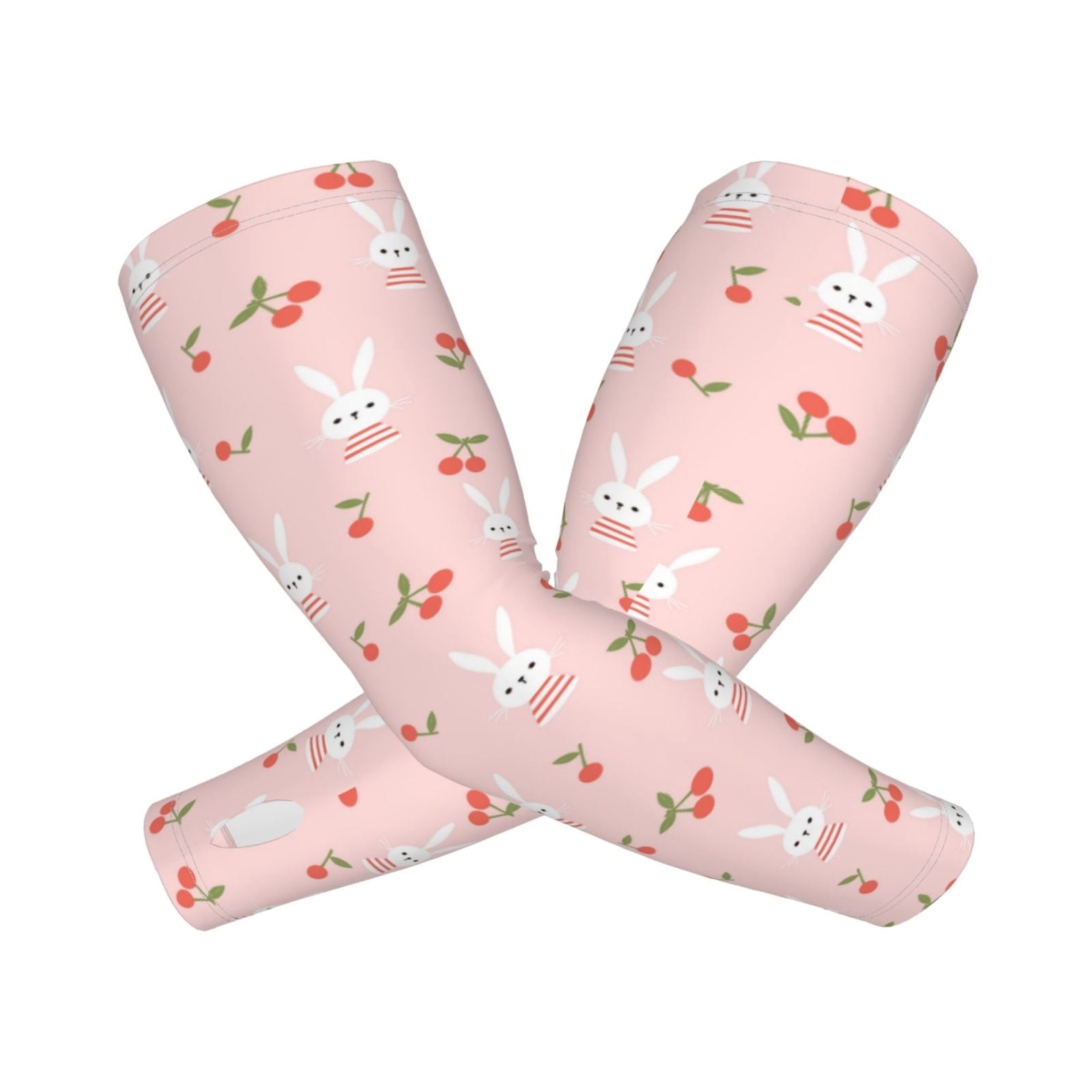 Salouo Rabbit And Cherry Pattern UV Sun Protection Arm Sleeves for Men ...