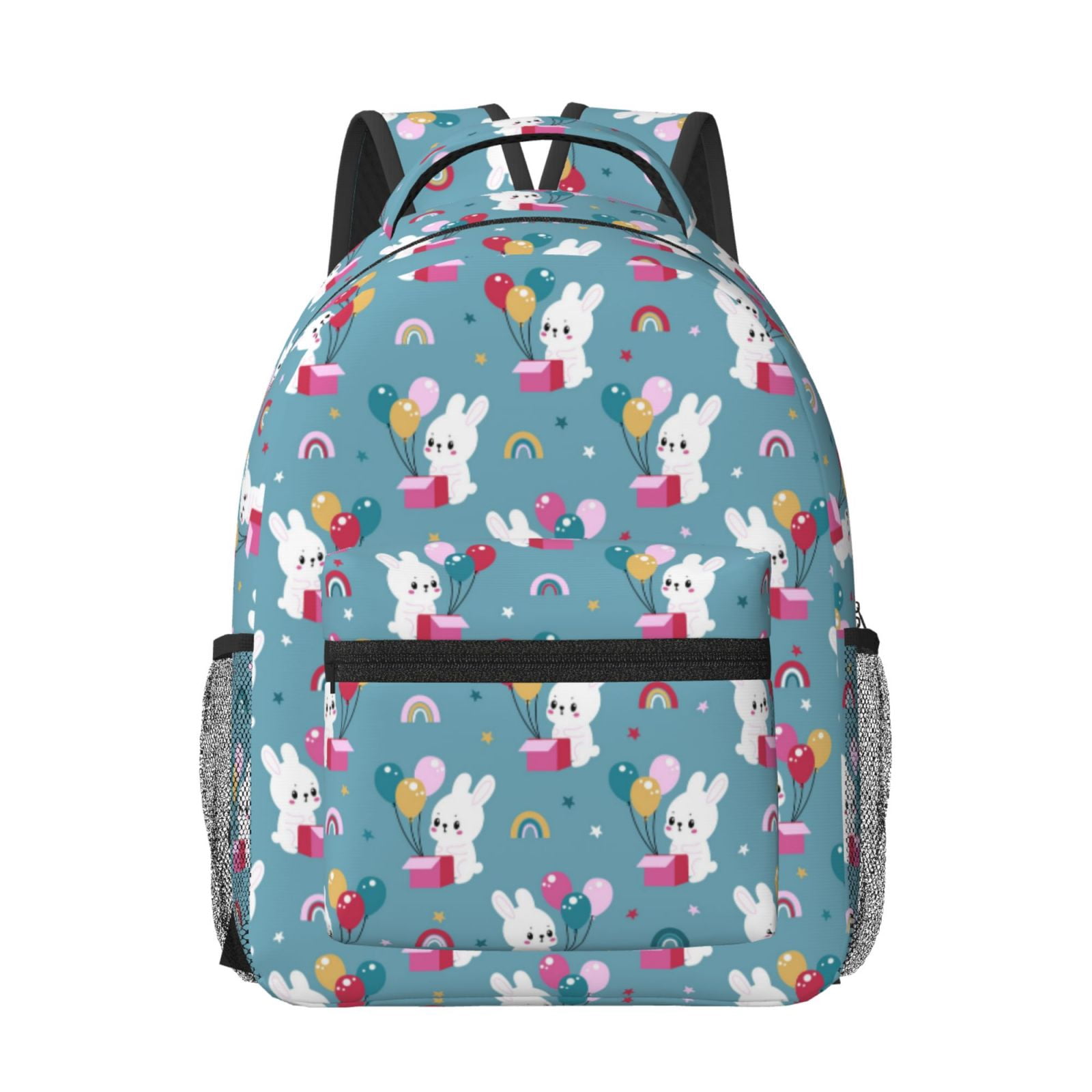 Salouo Rabbit And Rainbow Print Laptop Backpack 16.5'' Daypack Carry On ...