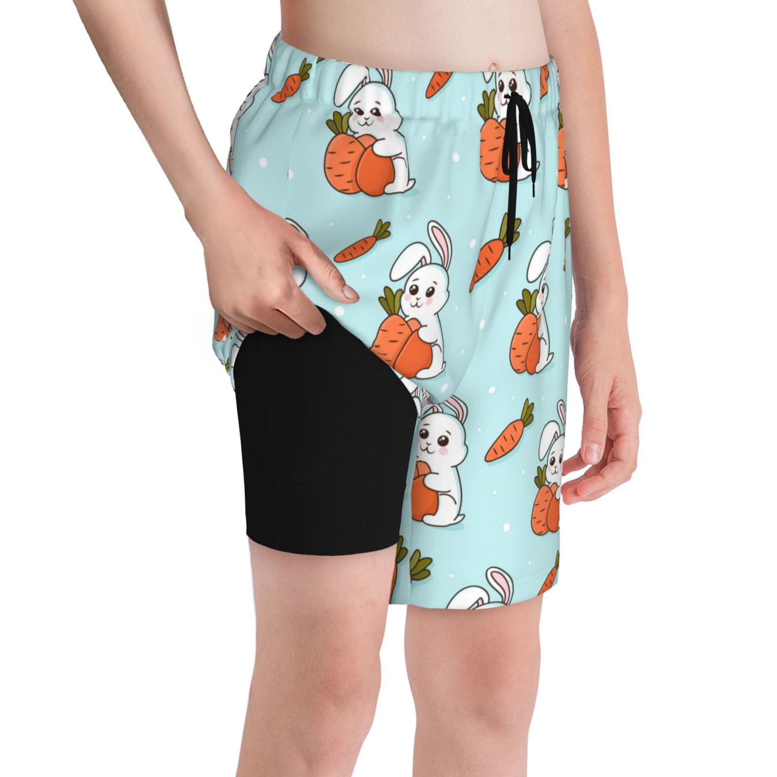 Salouo Rabbit Is Eating Carrots Pattern Boys Swim Trunks,Beach Shorts ...