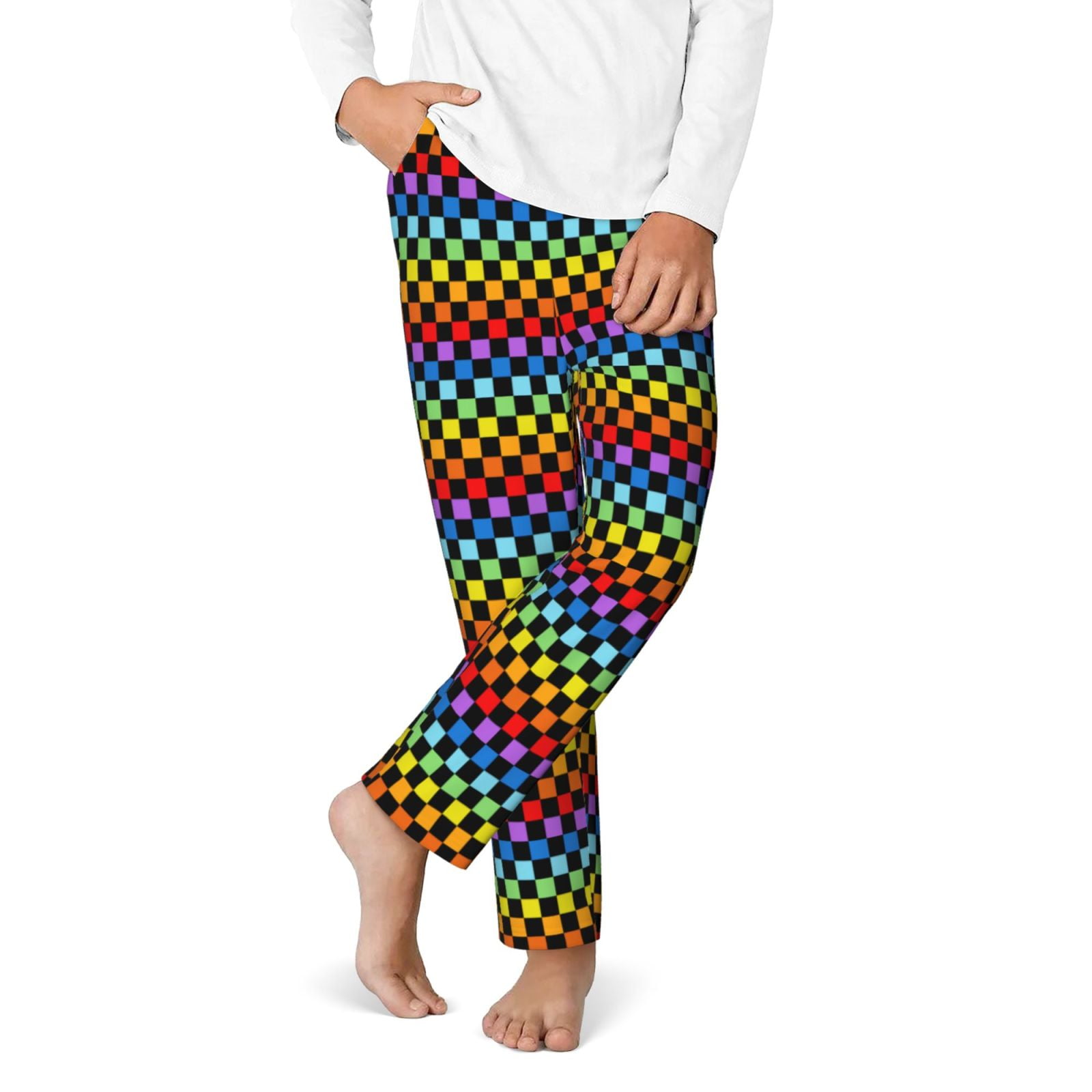 Salouo Rainbow Chequerboard Pattern Boys Pajama Pants,Long Sleep Pants ...