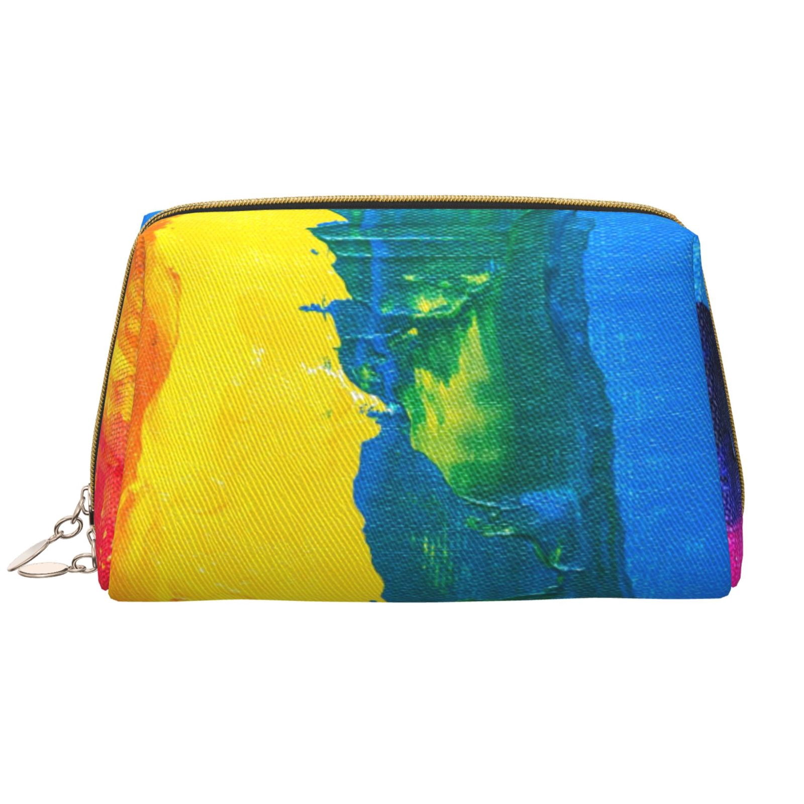 Salouo Rainbow Colored Pattern Large Cosmetic Bag,Portable Travel ...