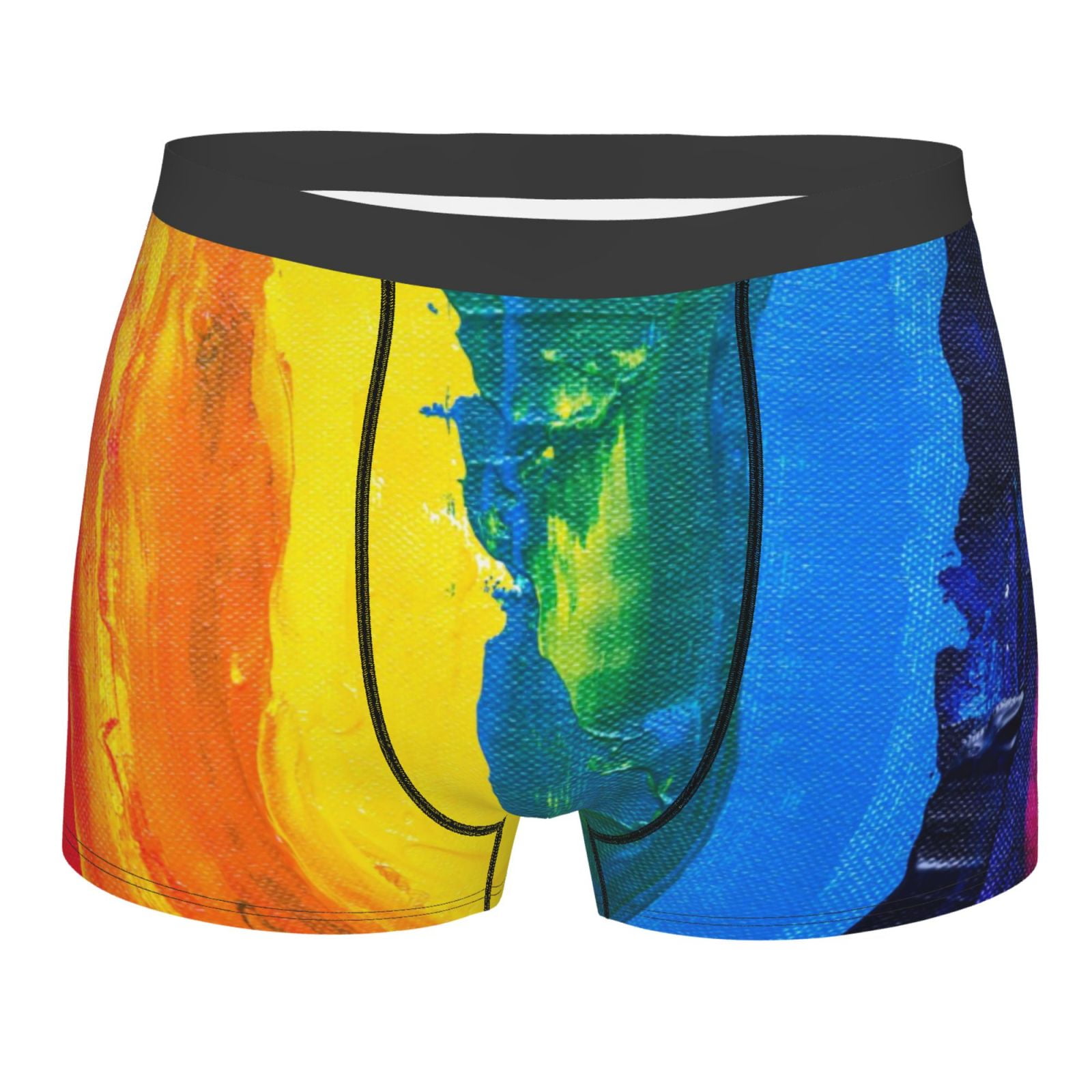 Salouo Rainbow Colored Print Men's Boxer Briefs,Breathable Underwear ...