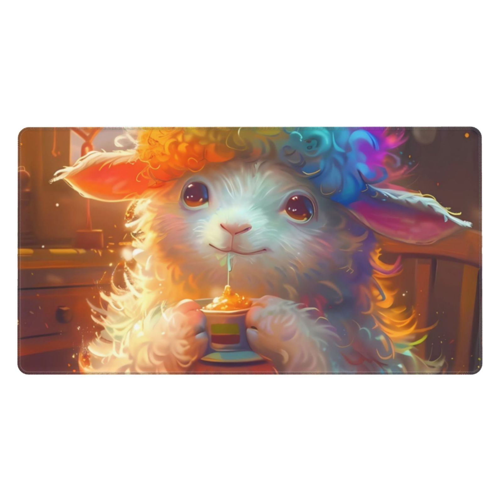 Salouo Rainbow Lamb Breakfast Print Large Mouse Pad,Extended Mat Desk ...