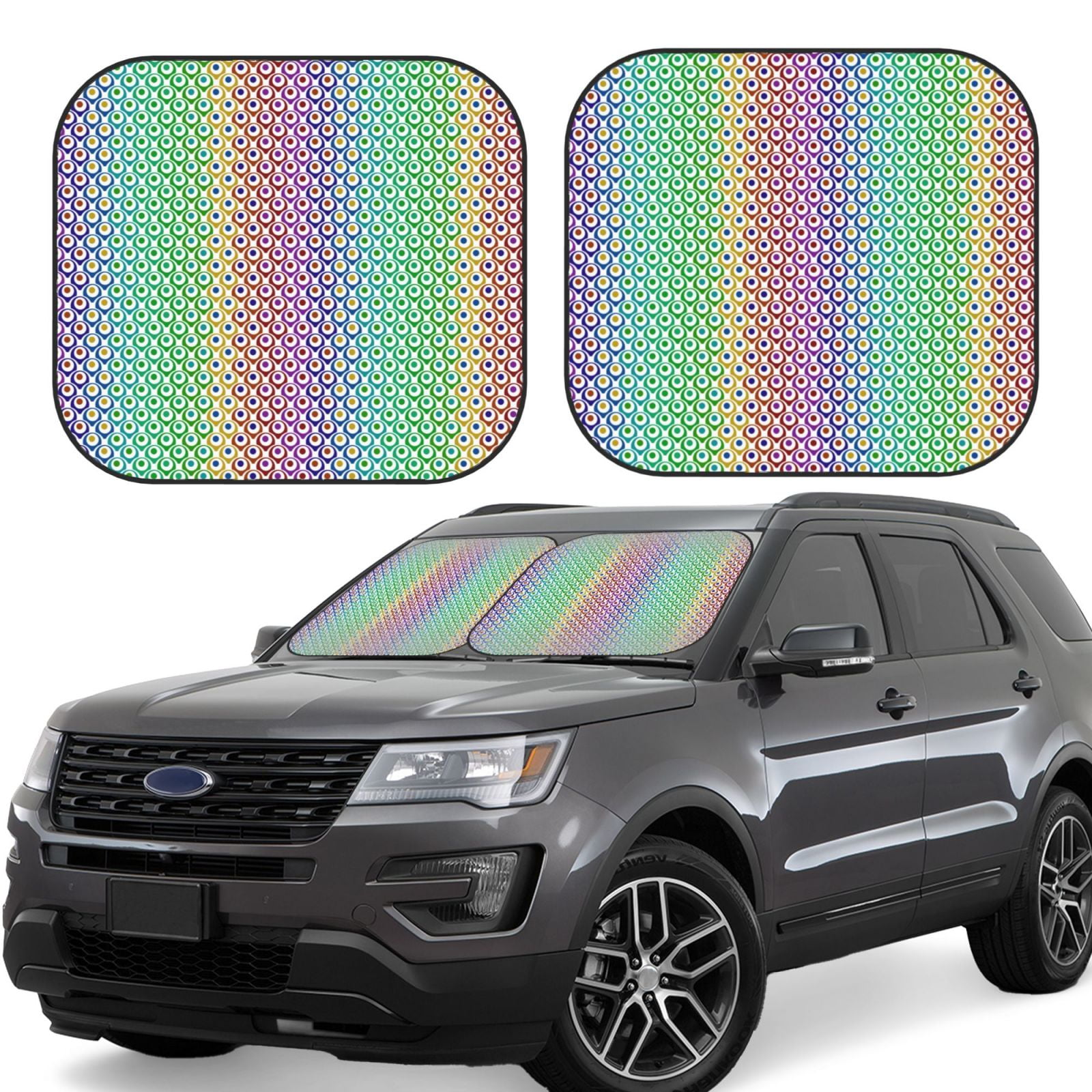 Salouo Rainbow Peacock Feathers Pattern Car Windshield Sun Shade Foldable | Front Windshield ...