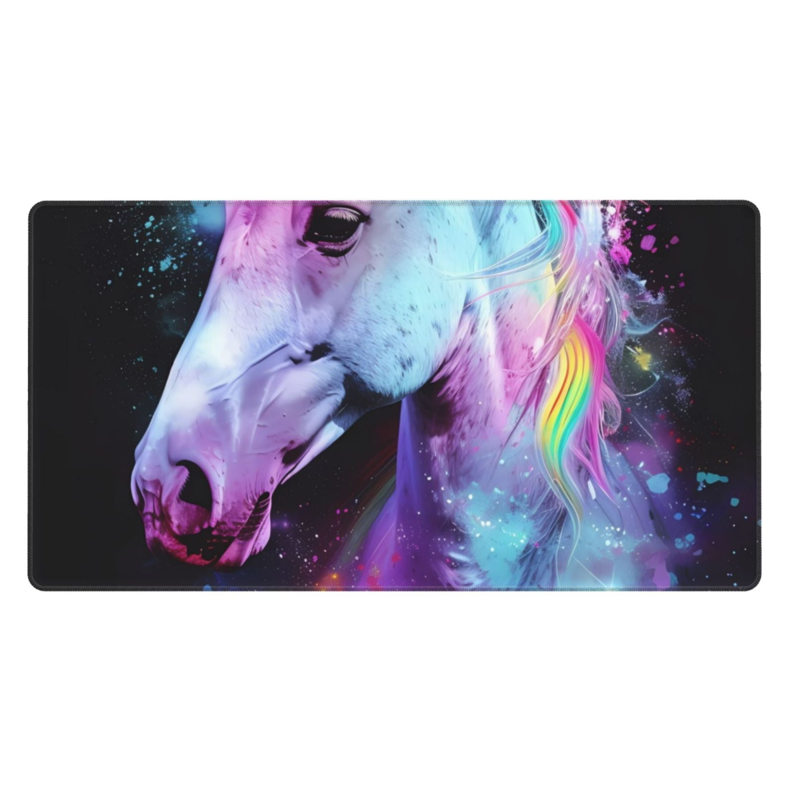 Salouo Rainbow Spotted White Horse Print Large Mouse Pad,Extended Mat ...