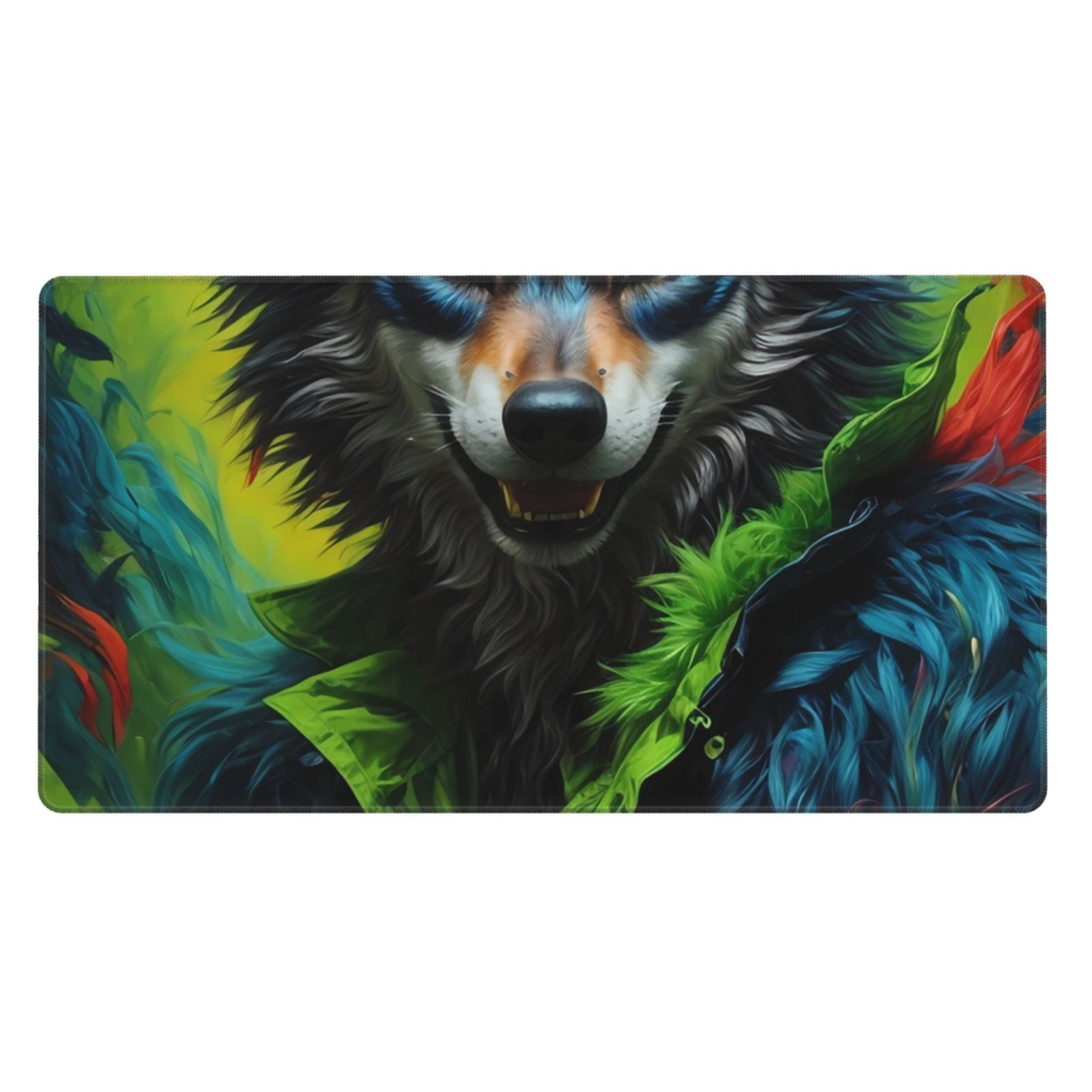 Salouo Realistic Style Wolf Warrior Print Large Mouse Pad,Extended Mat ...