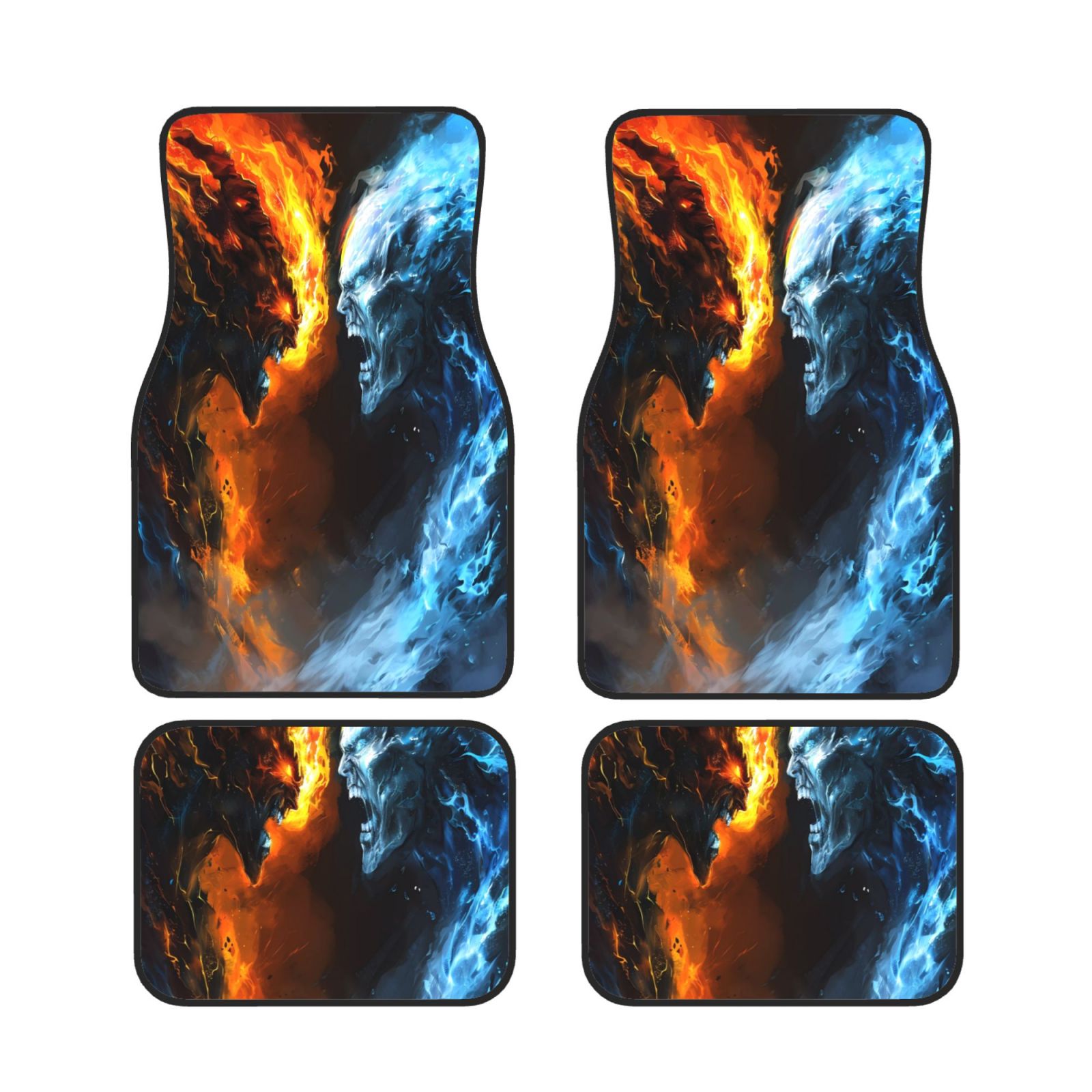 Salouo Red And Blue Fire Skull Warrior for Car Floor Mat Set of 4–Car ...