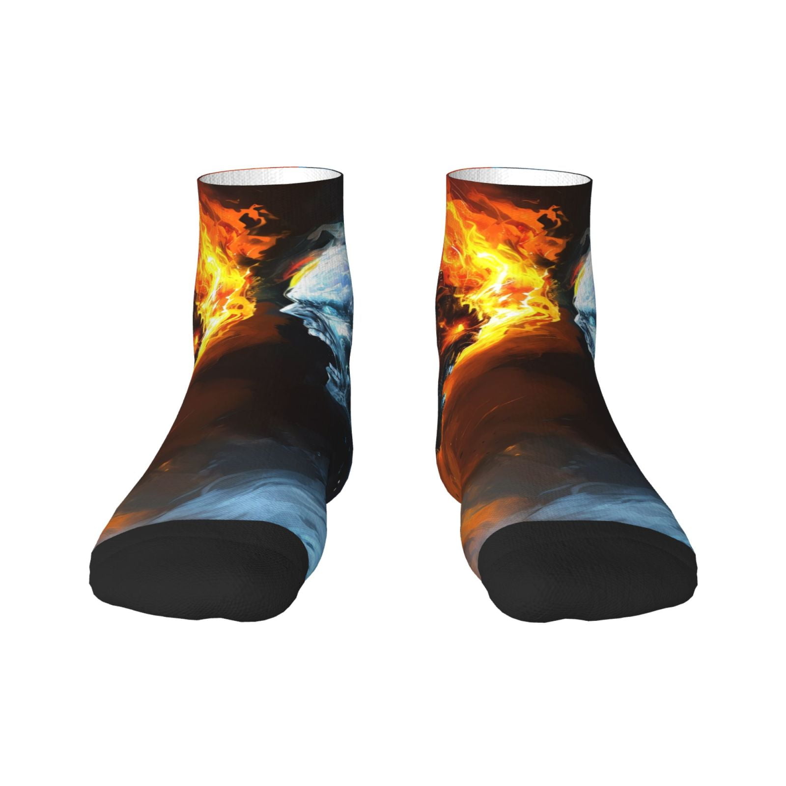 Salouo Red And Blue Fire Skull Warrior Pattern Unisex Middle Tube Socks ...