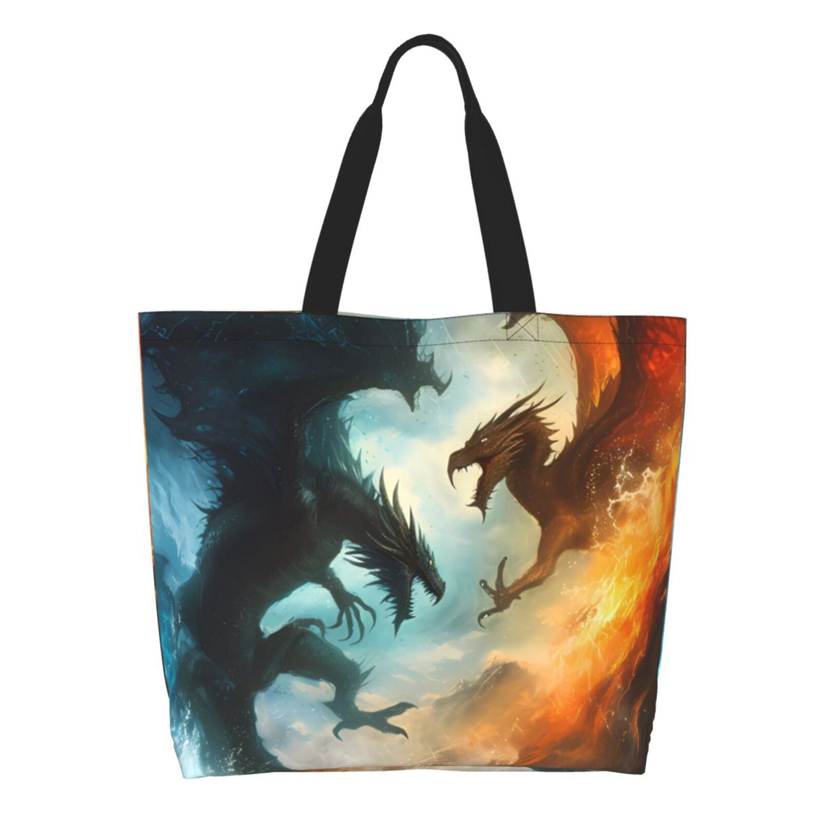 Salouo Red And Blue Flame Wave Dragon for Tote Bag for Women - Shoulder ...