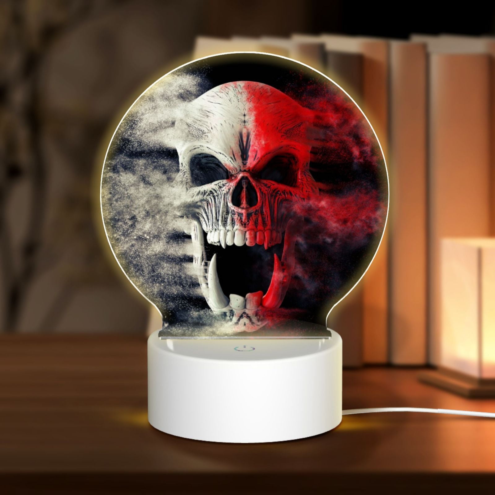 Salouo Red And White Screaming Demon Skull for Round Acrylic Night ...