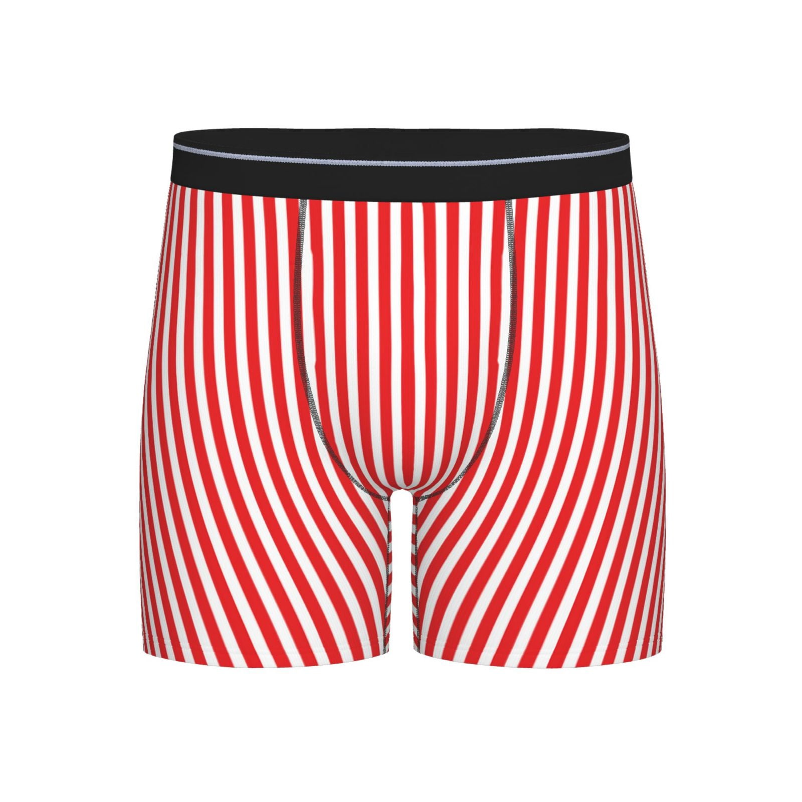 Salouo Red And White Stripes Pattern Men's Boxer Briefs, Soft ...