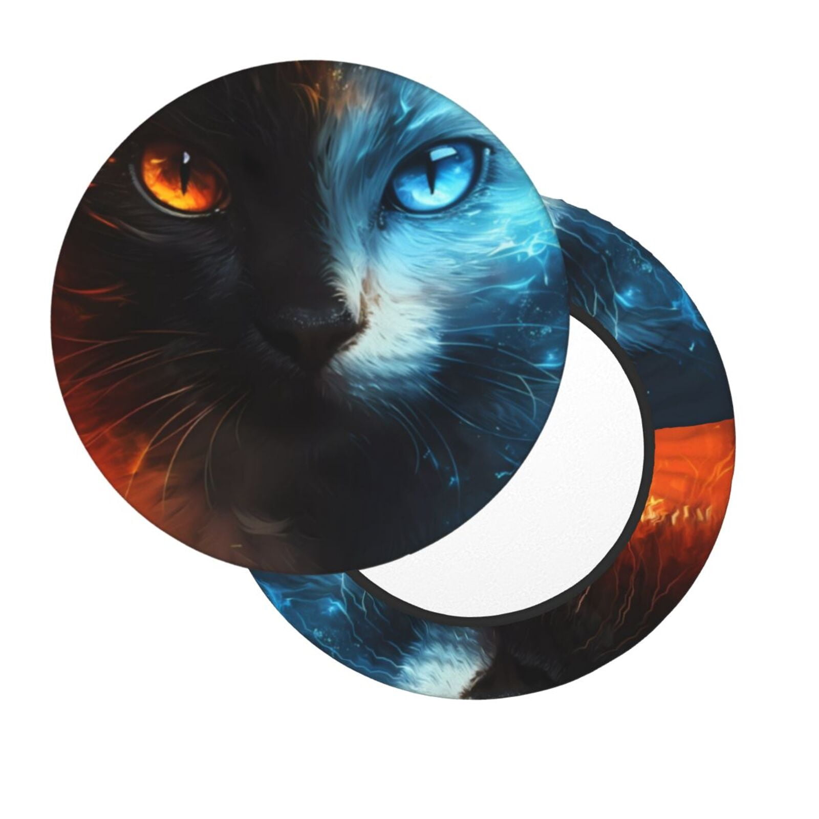 Salouo Red And Blue Fire Cat Pattern Bar Stool Cushion Cover, Round ...