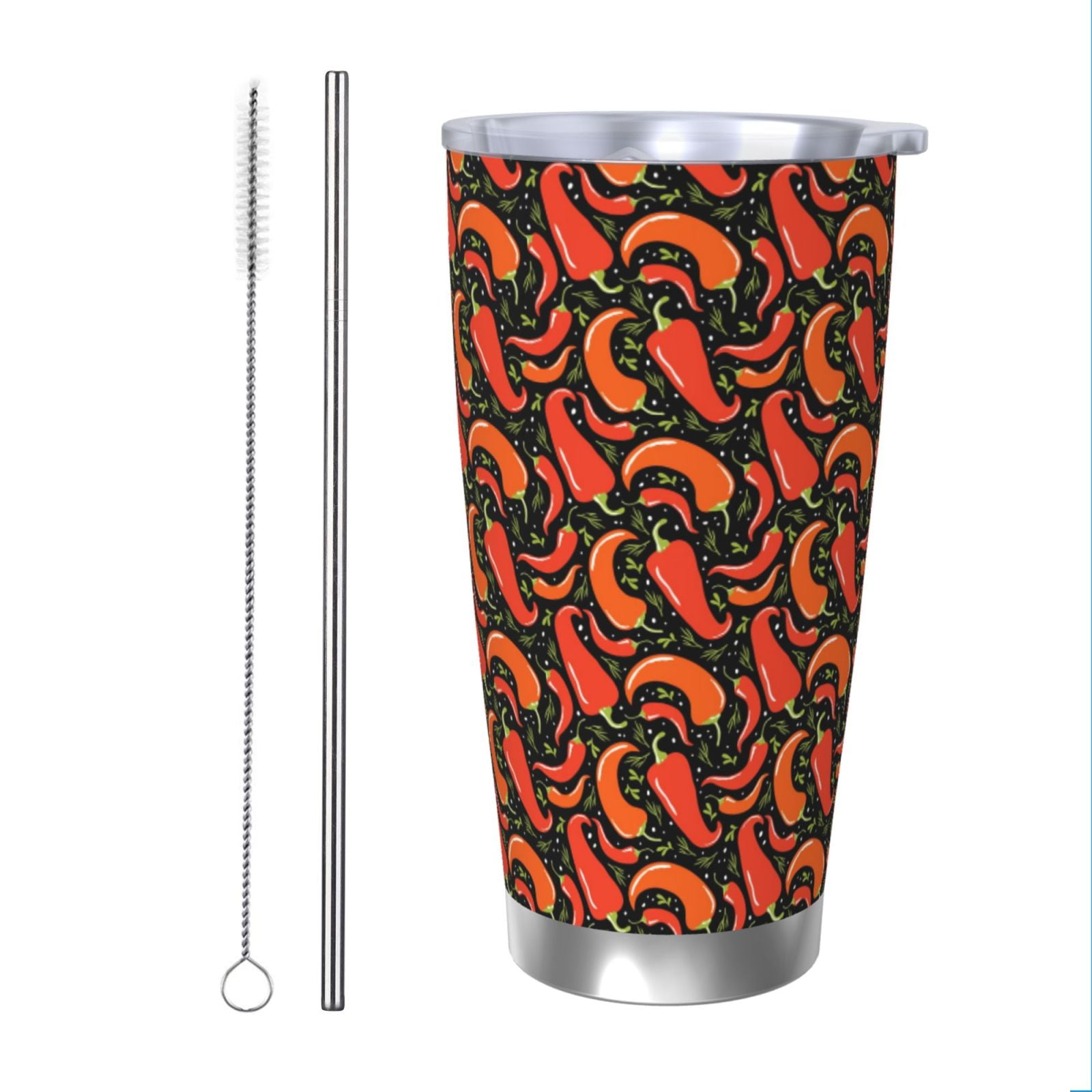 Salouo Red Hot Chili Print 20oz Tumbler with Lid,Stainless Steel Vacuum ...
