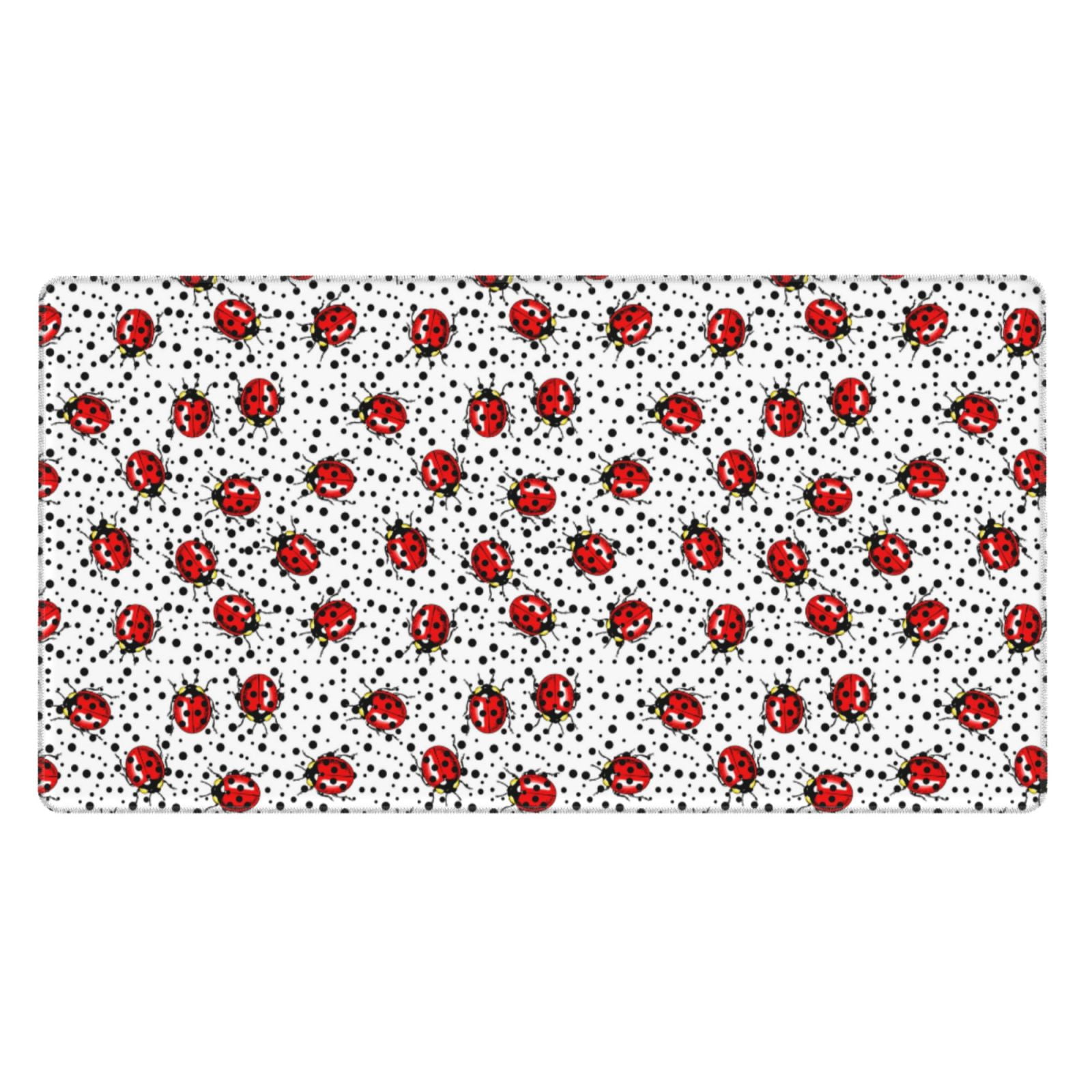 Salouo Red Ladybugs On Black Dotted Print Large Mouse Pad,Extended Mat ...