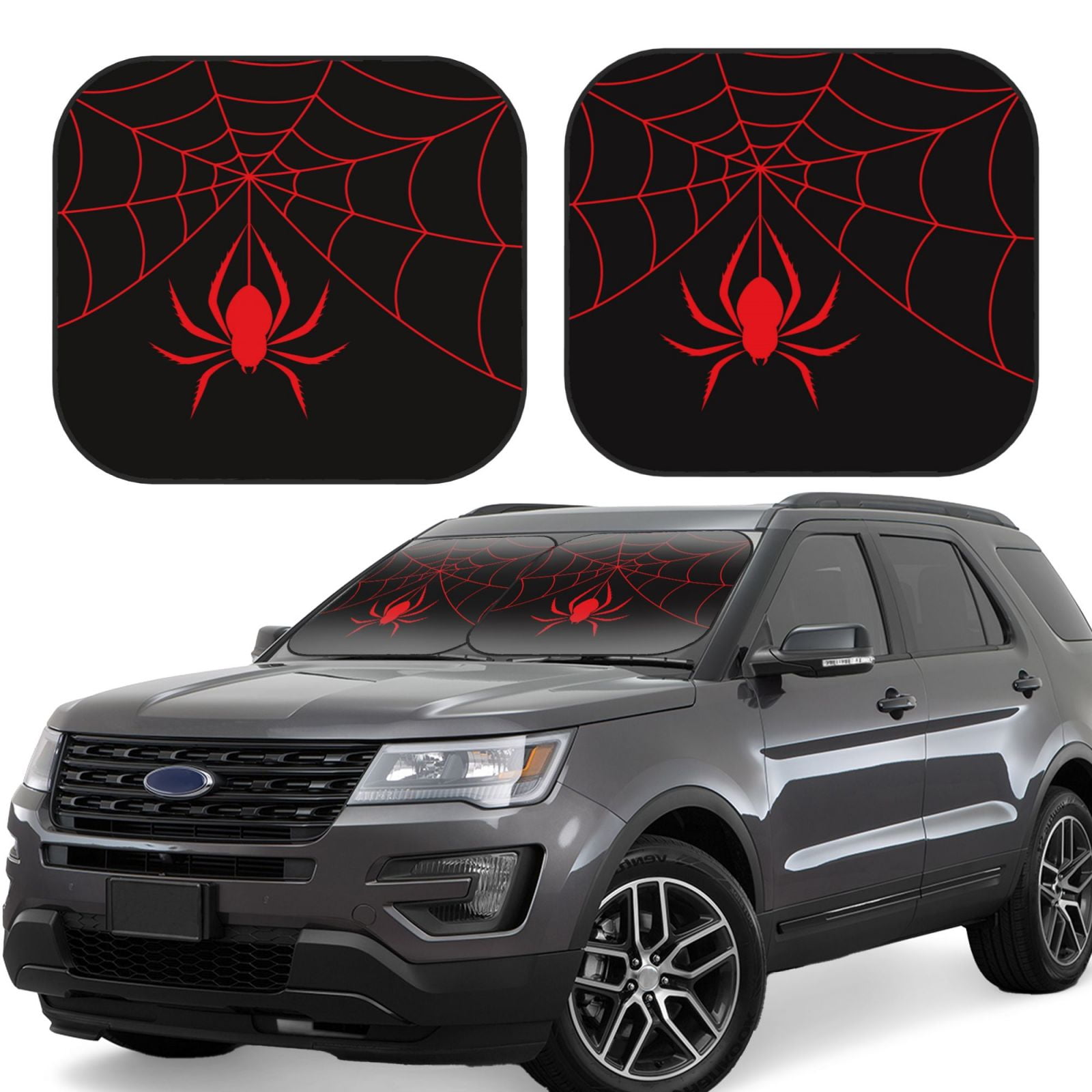 Salouo Red Spider Pattern Car Windshield Sun Shade Foldable | Front Windshield Shade for Sun ...
