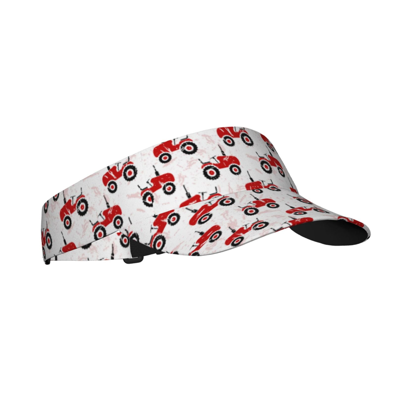 Salouo Red Wheeled Tractors Pattern Sport Sun Visor Hats,1-Piece of Adult Sunscreen Visor Cap ...