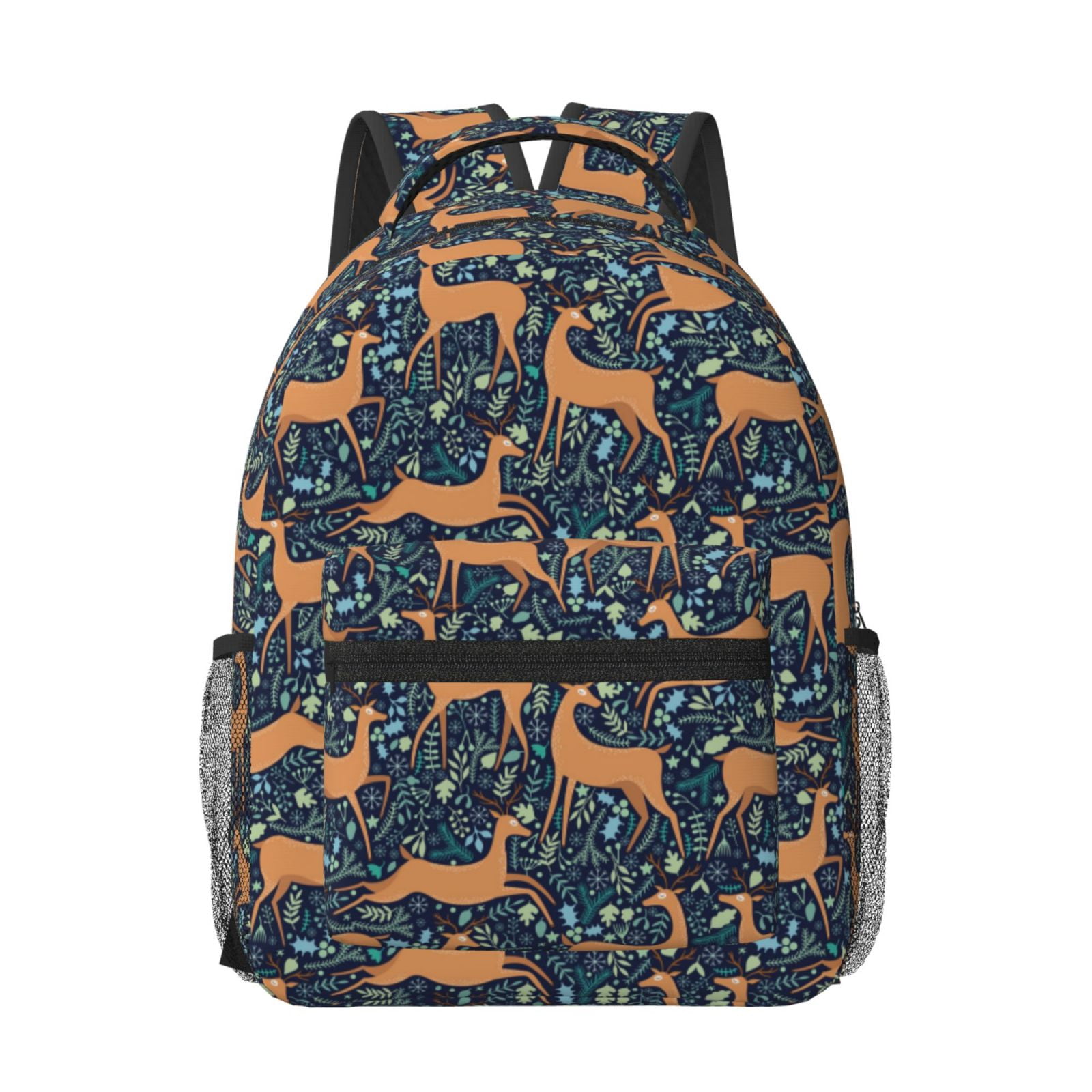 Salouo Reindeer Print Laptop Backpack 16.5'' Daypack Carry On Backpack ...