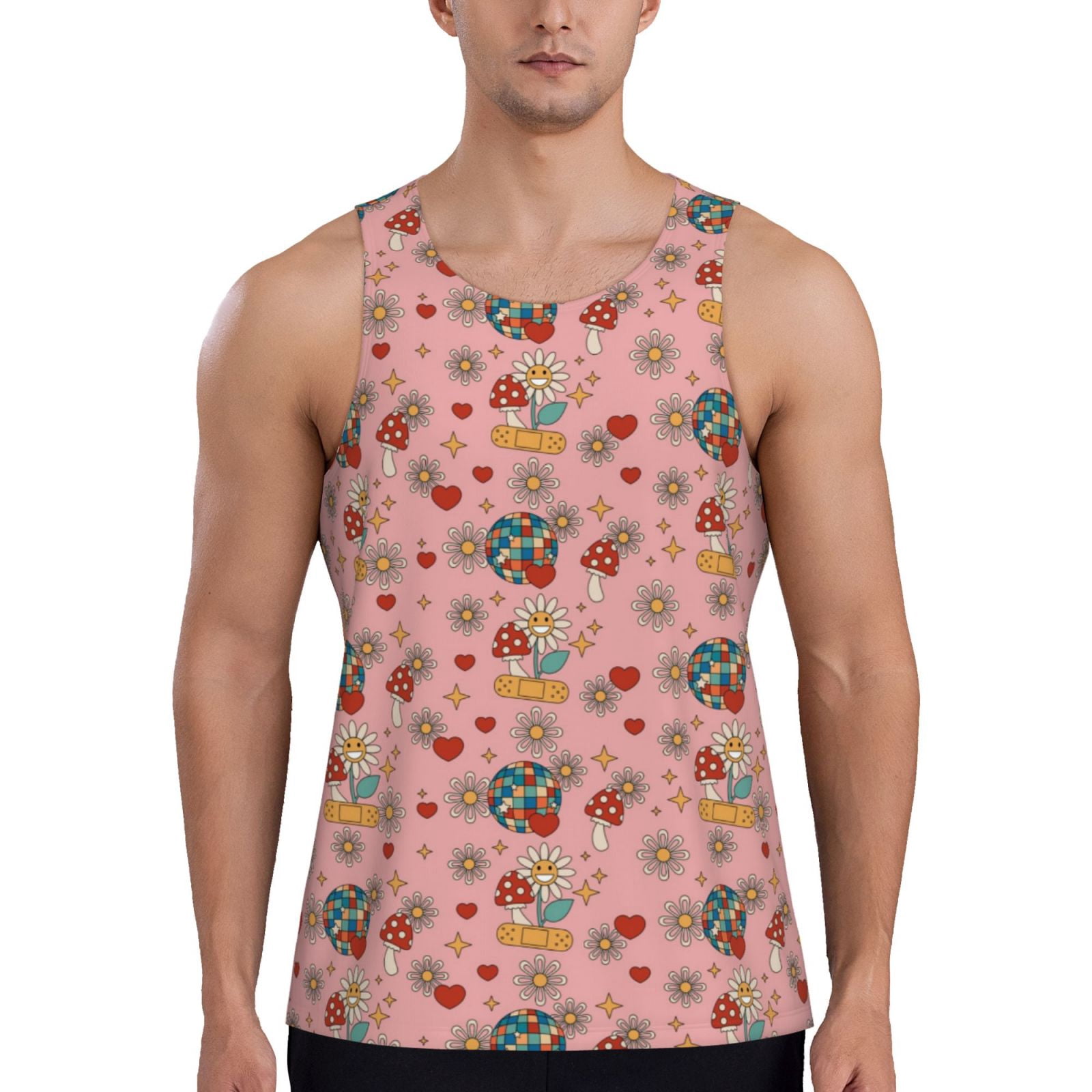 Salouo Retro 70s 60s Hippie Flower for Men's Tank Tops,Sleeveless ...