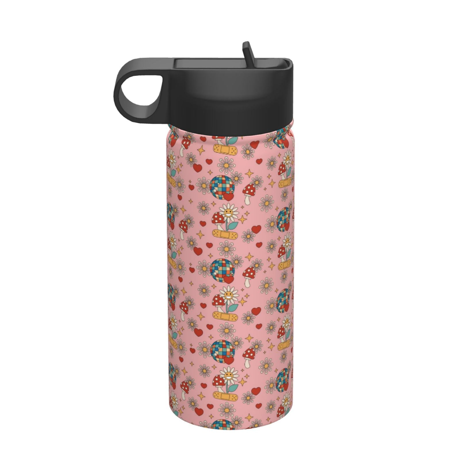 Salouo Retro 70s 60s Hippie Flower Pattern 18 oz Water Bottle With ...