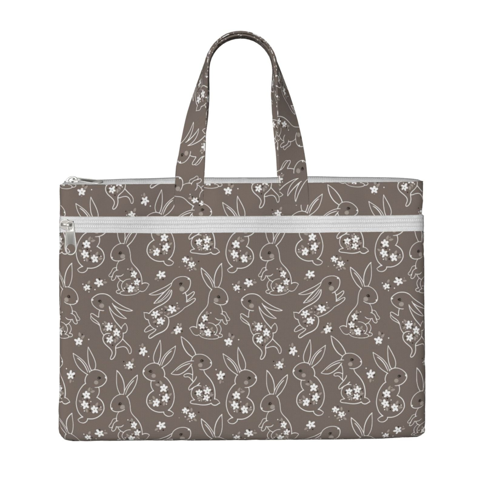 Salouo Retro Bunny for Canvas Tote File Bag, Tote Bag With Zipper ...