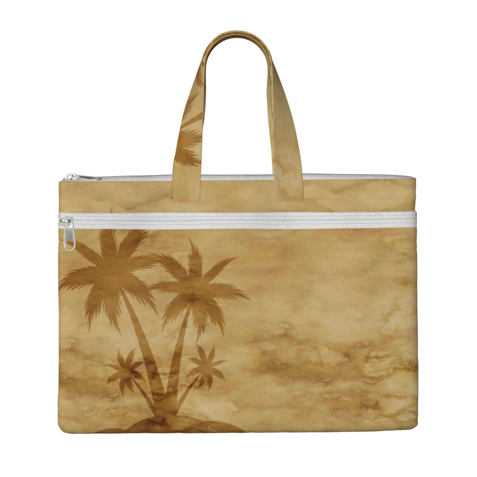 Salouo Retro Palm Tree for Canvas Tote File Bag, Tote Bag With Zipper ...