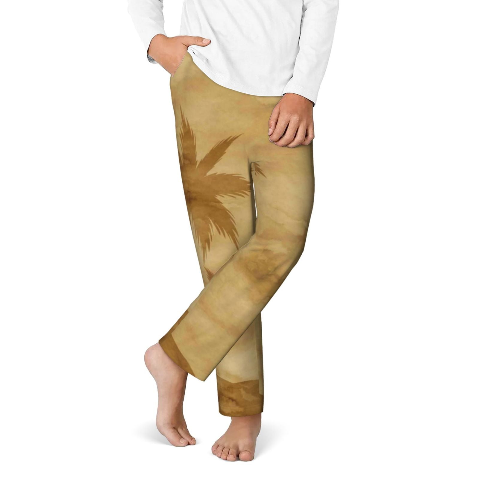 Salouo Retro Palm Tree Pattern Boys Pajama Pants,Long Sleep Pants for ...