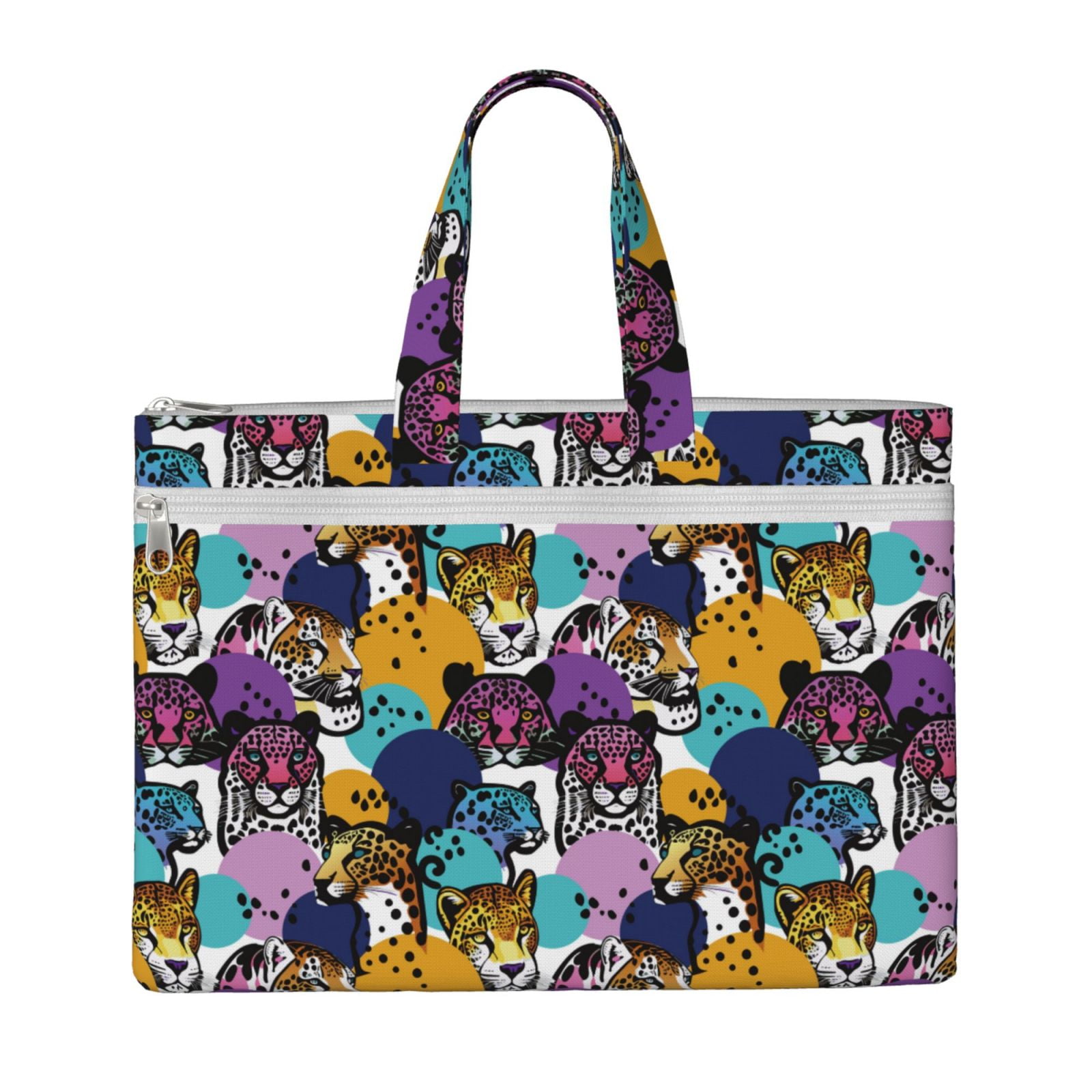 Salouo Retro Panther for Canvas Tote File Bag, Tote Bag With Zipper Business Briefcase Document ...