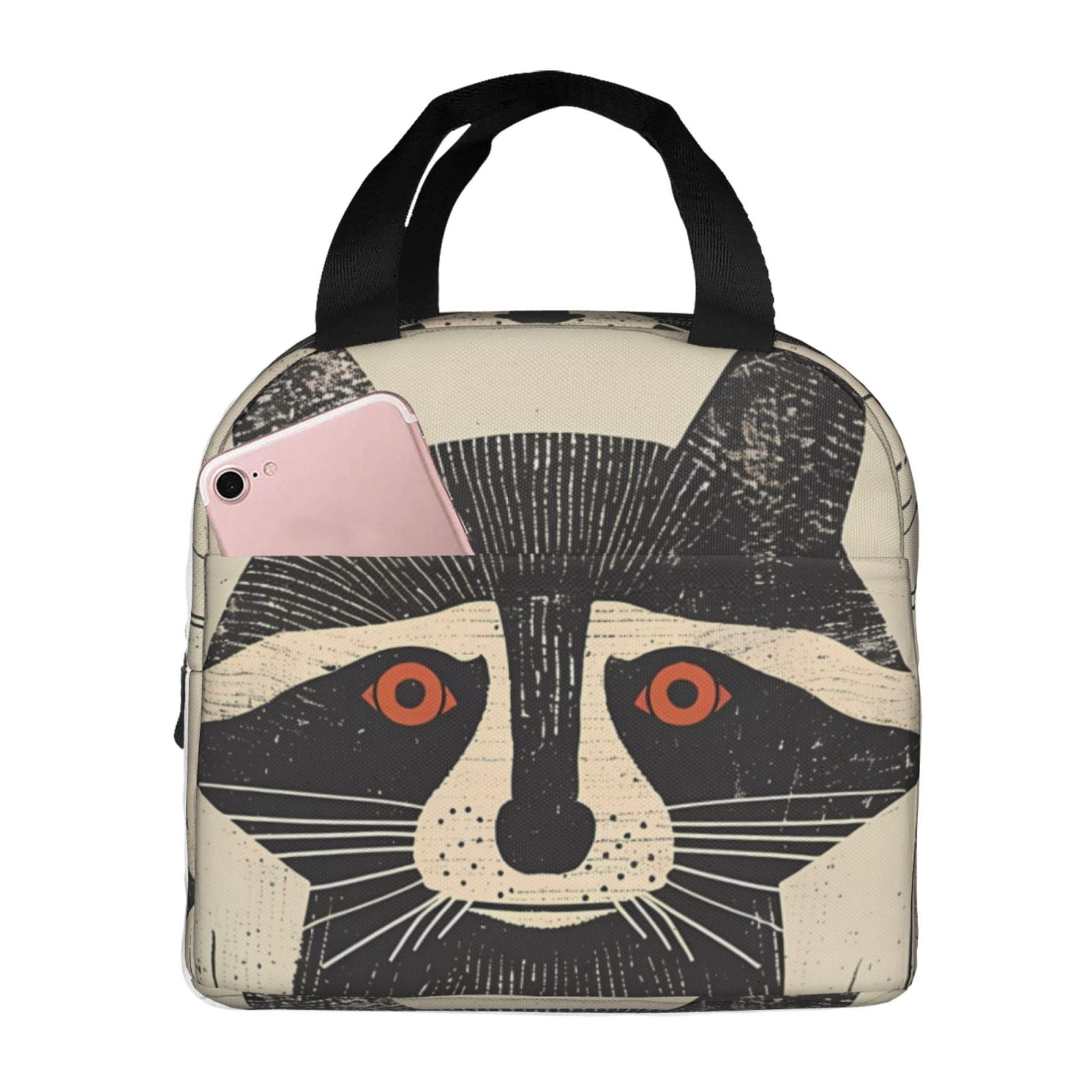 Salouo Retro Raccoon Graphic Print for Unisex Lunch Bag Leakproof Lunch ...