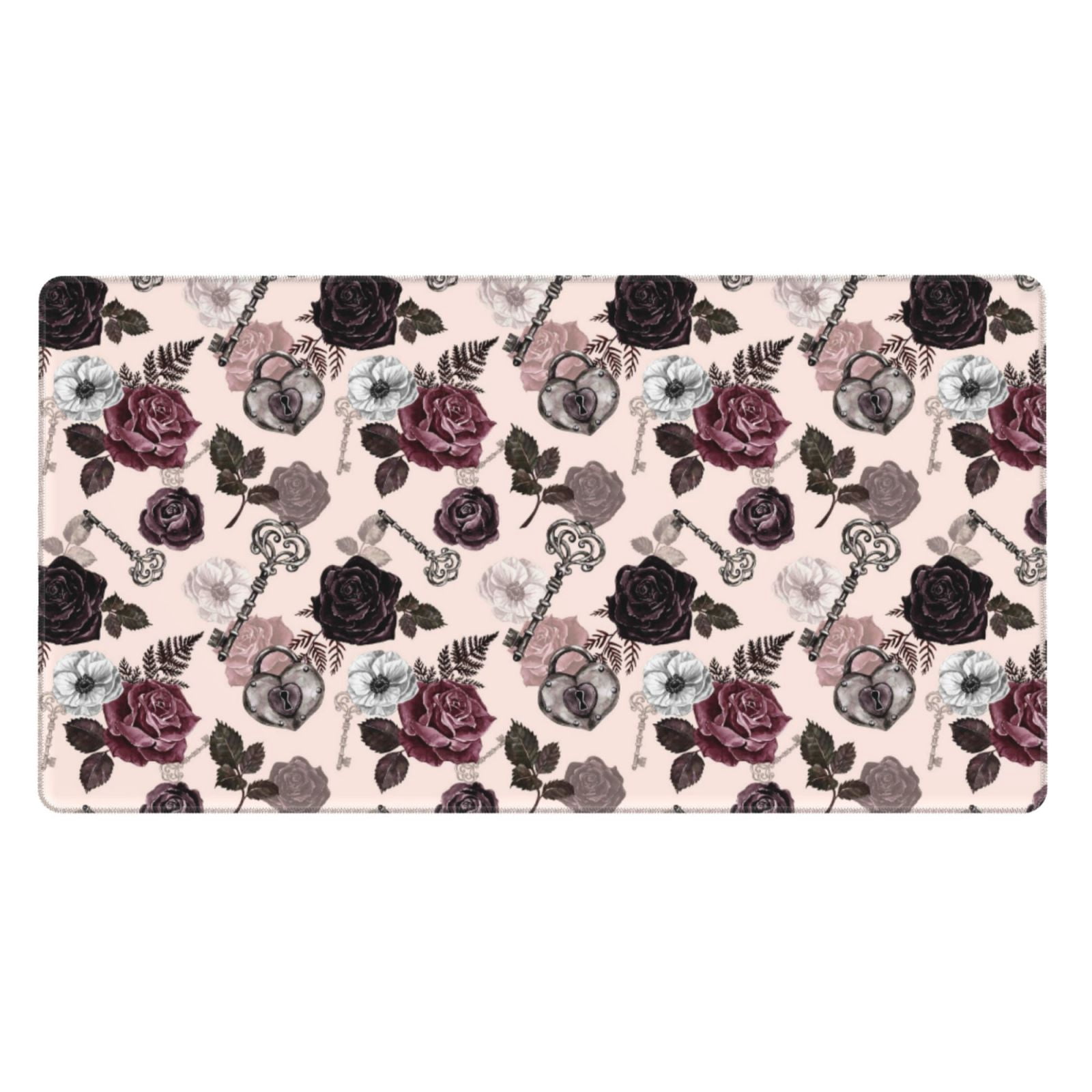 Salouo Retro Red Black Roses Print Large Mouse Pad,Extended Mat Desk ...