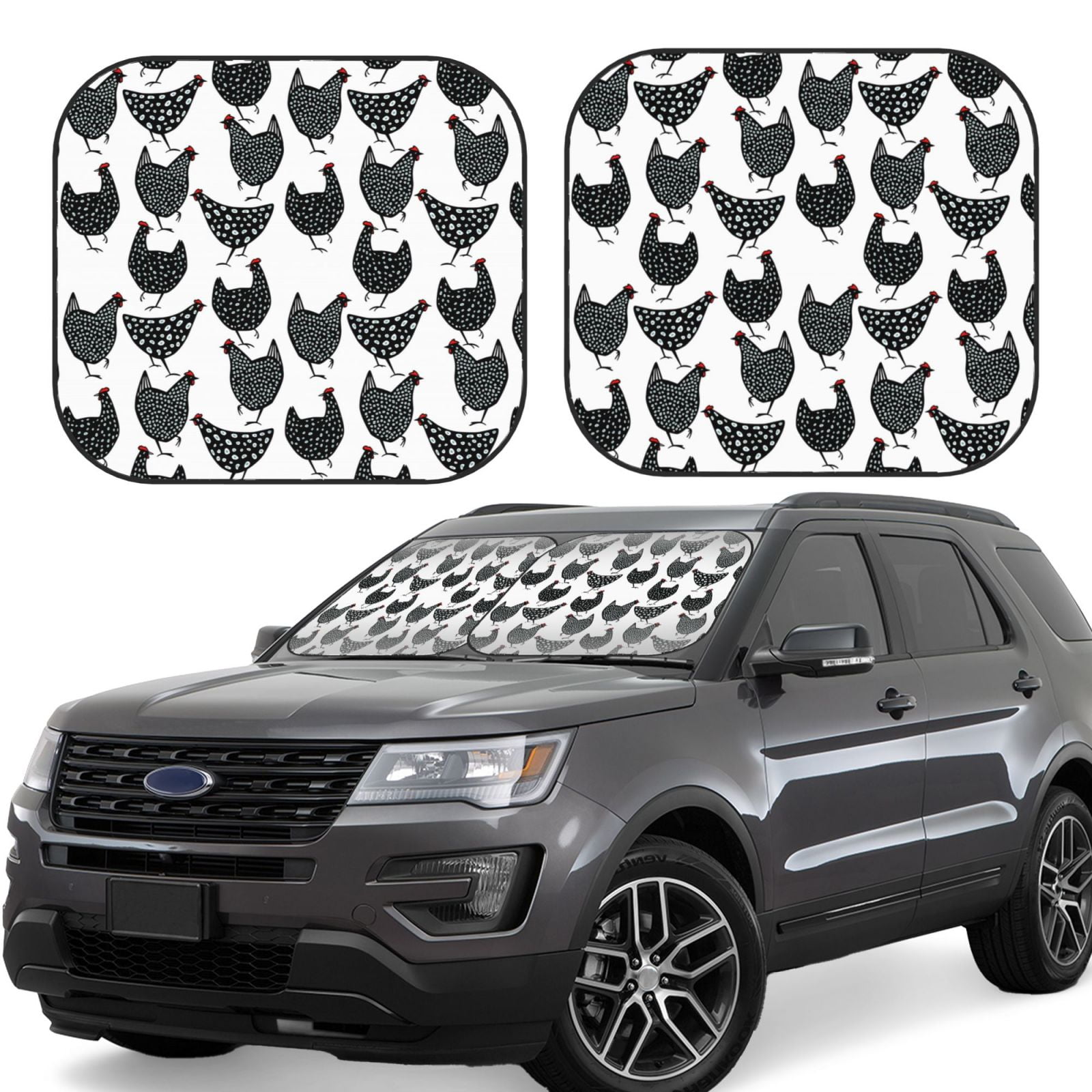 Salouo Retro Rooster Pattern Car Windshield Sun Shade Foldable | Front ...