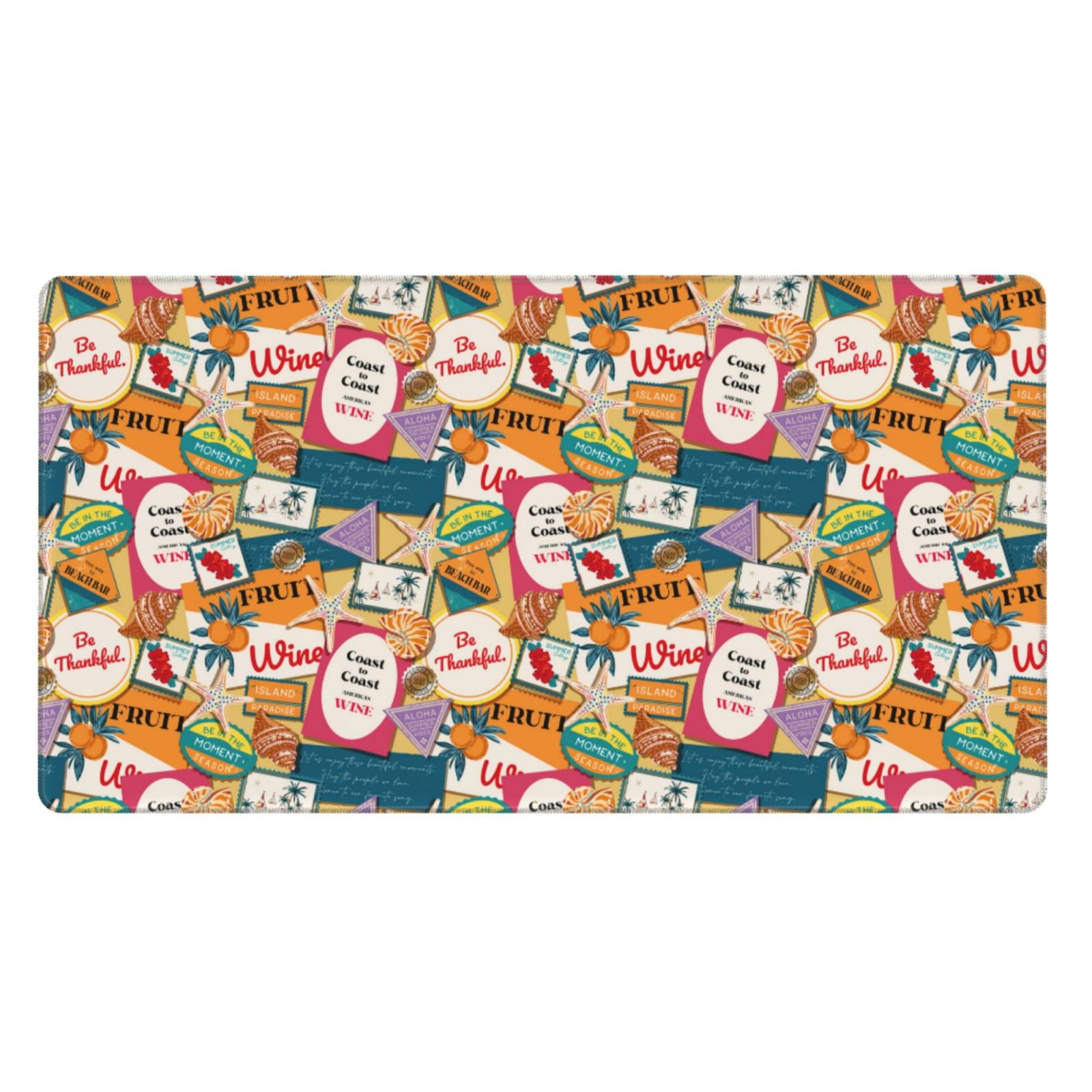 Salouo Retro Summer Stamp Print Large Mouse Pad,Extended Mat Desk Pad ...