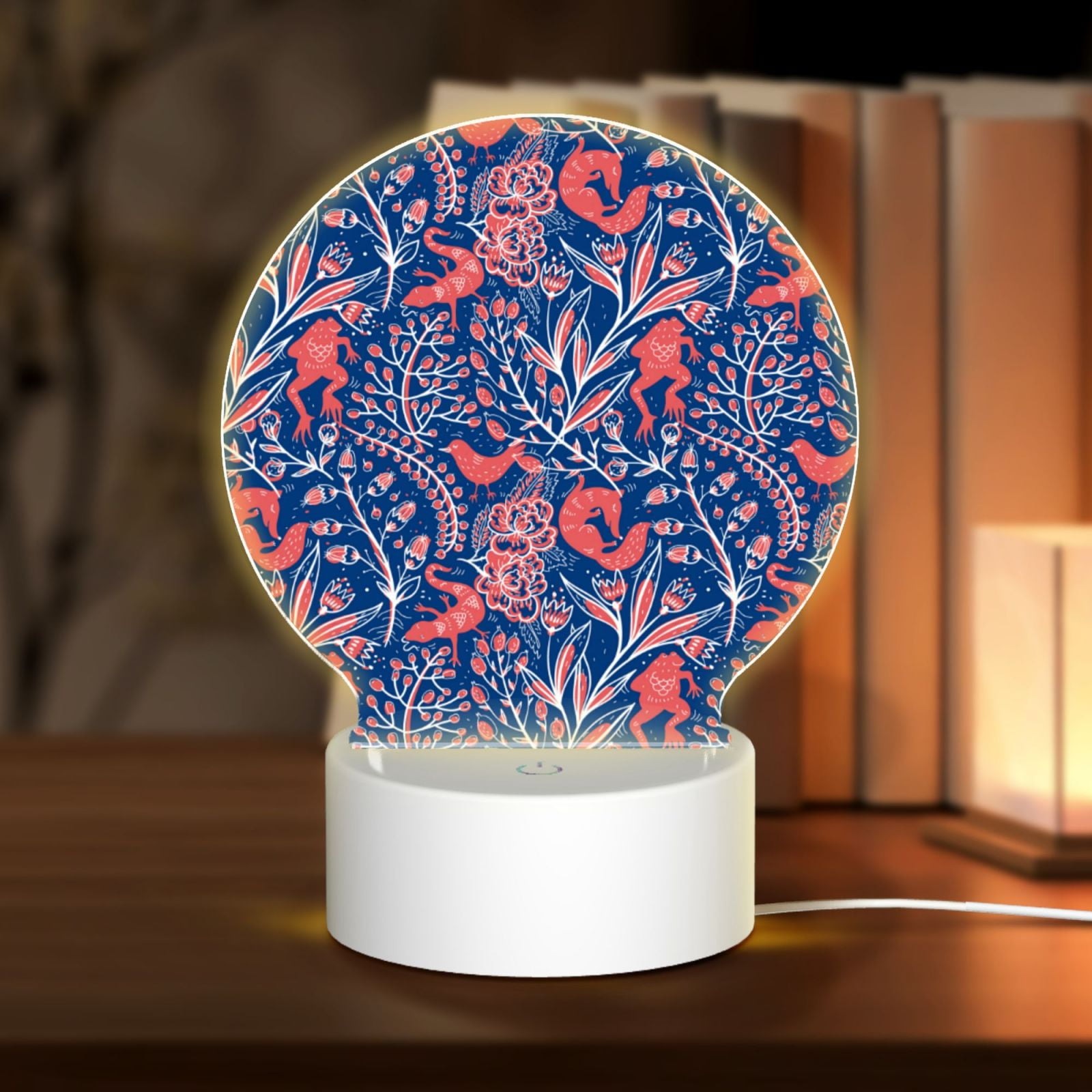 Salouo Retro plants forest animals for Round Acrylic Night Light ...