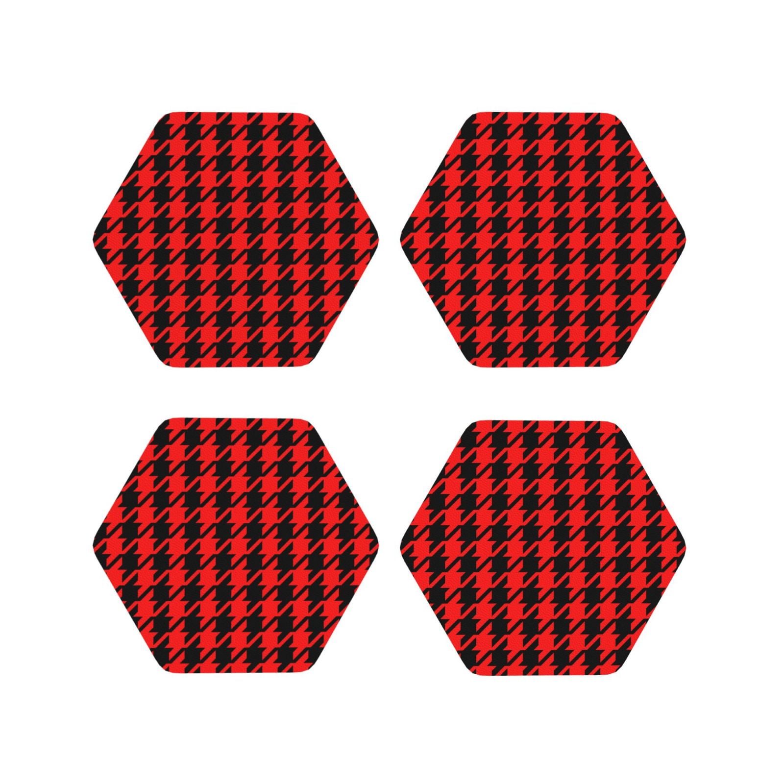 Salouo Retro red and Black Houndstooth Print Round Coaster,Drink ...