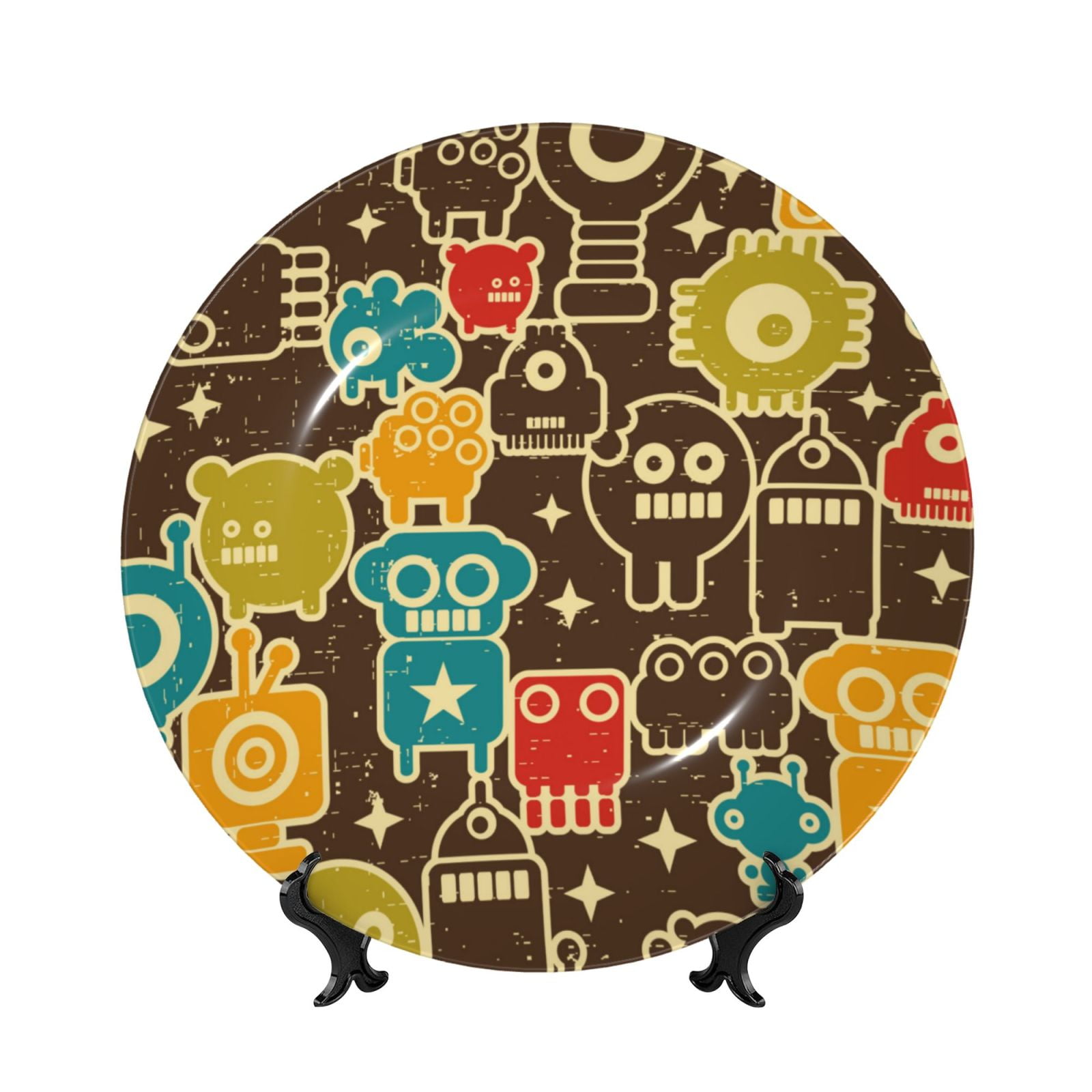 Salouo Robot and Monsters Pattern Bone China Decorative Plate,Holiday ...
