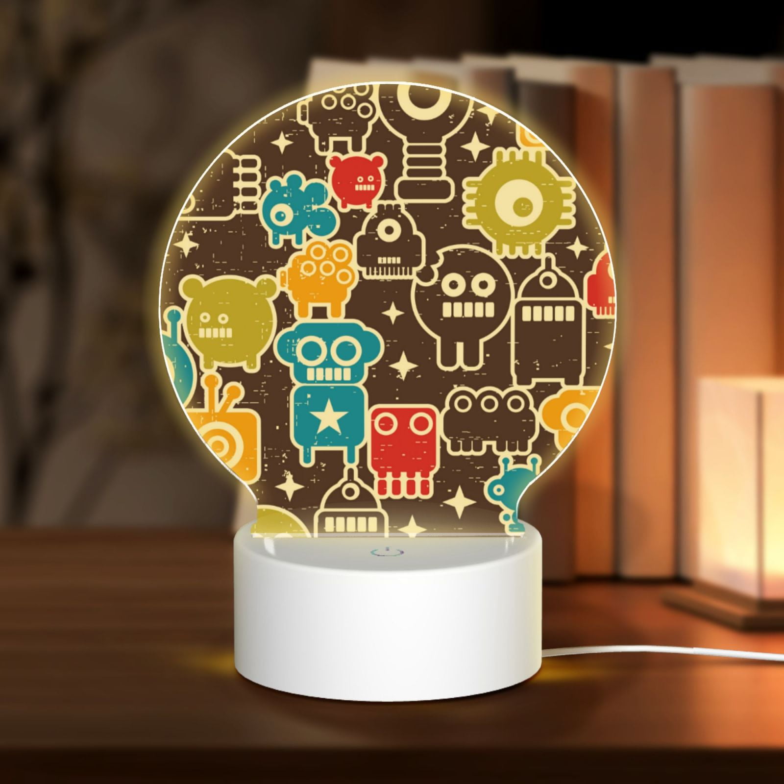 Salouo Robot and Monsters for Round Acrylic Night Light - Acrylic ...