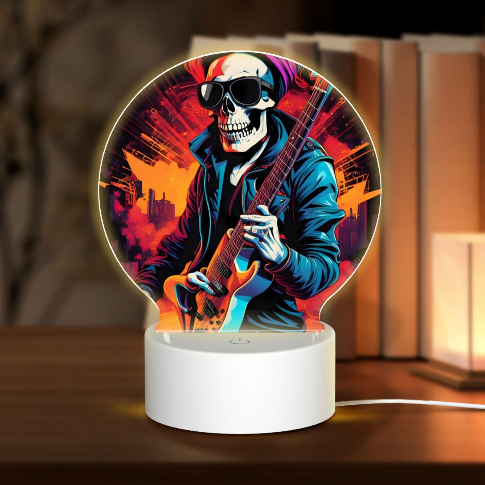 Salouo Rock Skull Singer for Round Acrylic Night Light - Acrylic Sheets ...