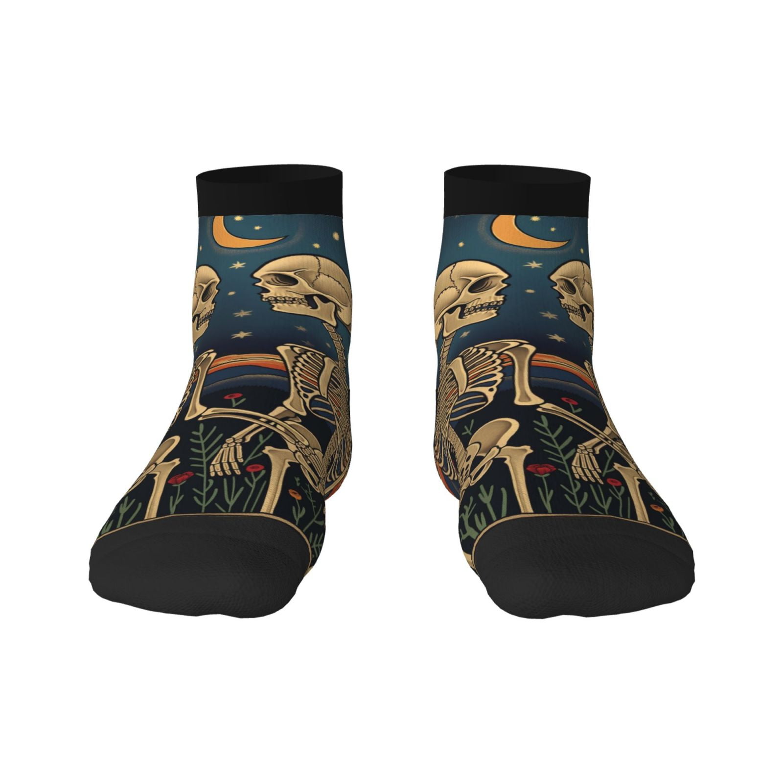 Salouo Romantic Skeletons Under Moon Pattern Unisex Middle Tube Socks ...