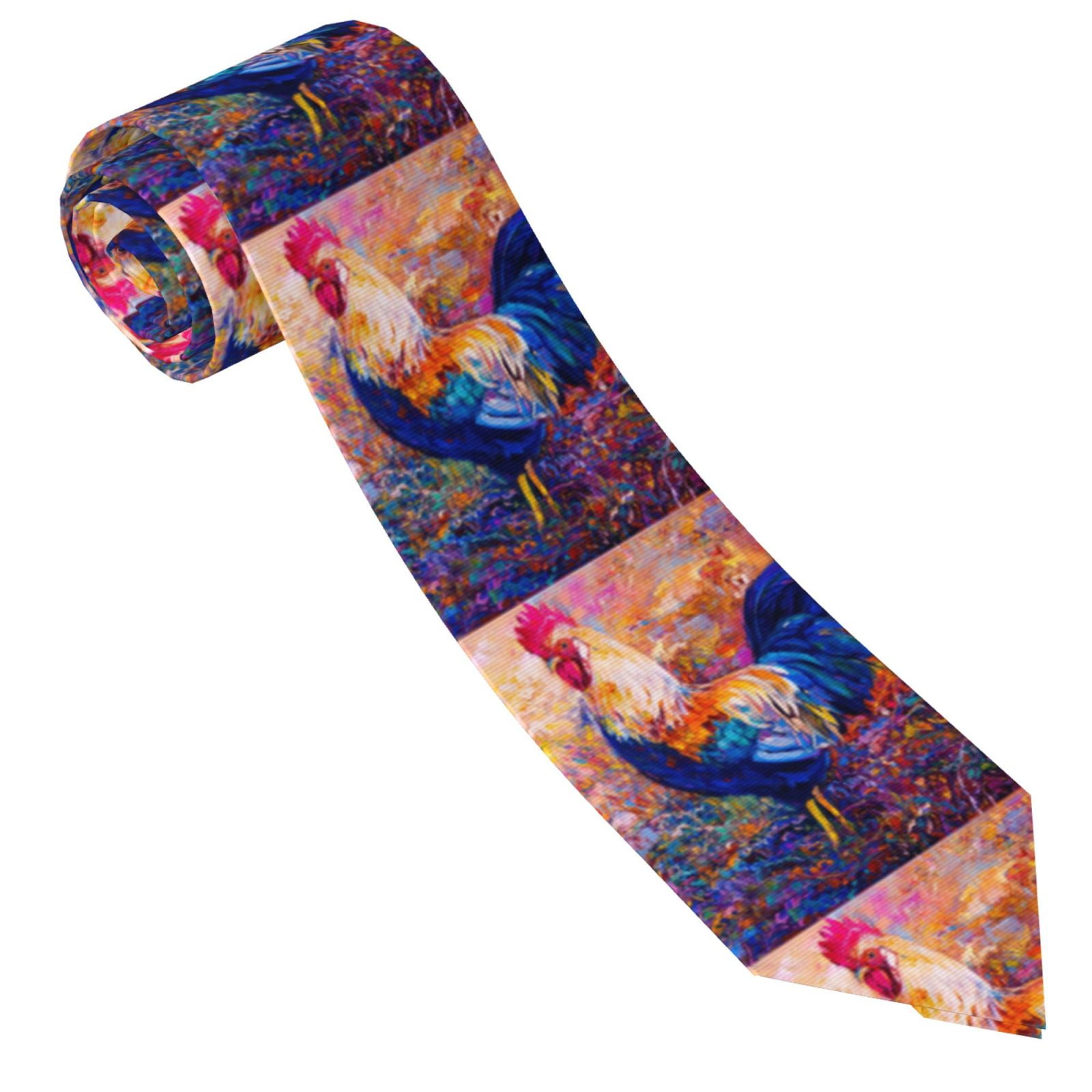 Salouo Rooster Oil Painting Pattern Men's Silk Ties 4.7"Necktie for Men ...
