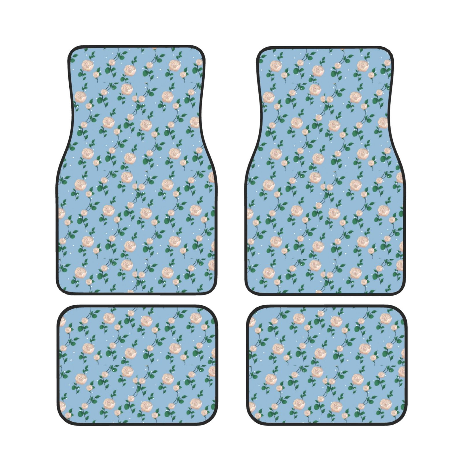 Salouo Rose Flowers for Car Floor Mat Set of 4–Car Carpet Mats - Car ...