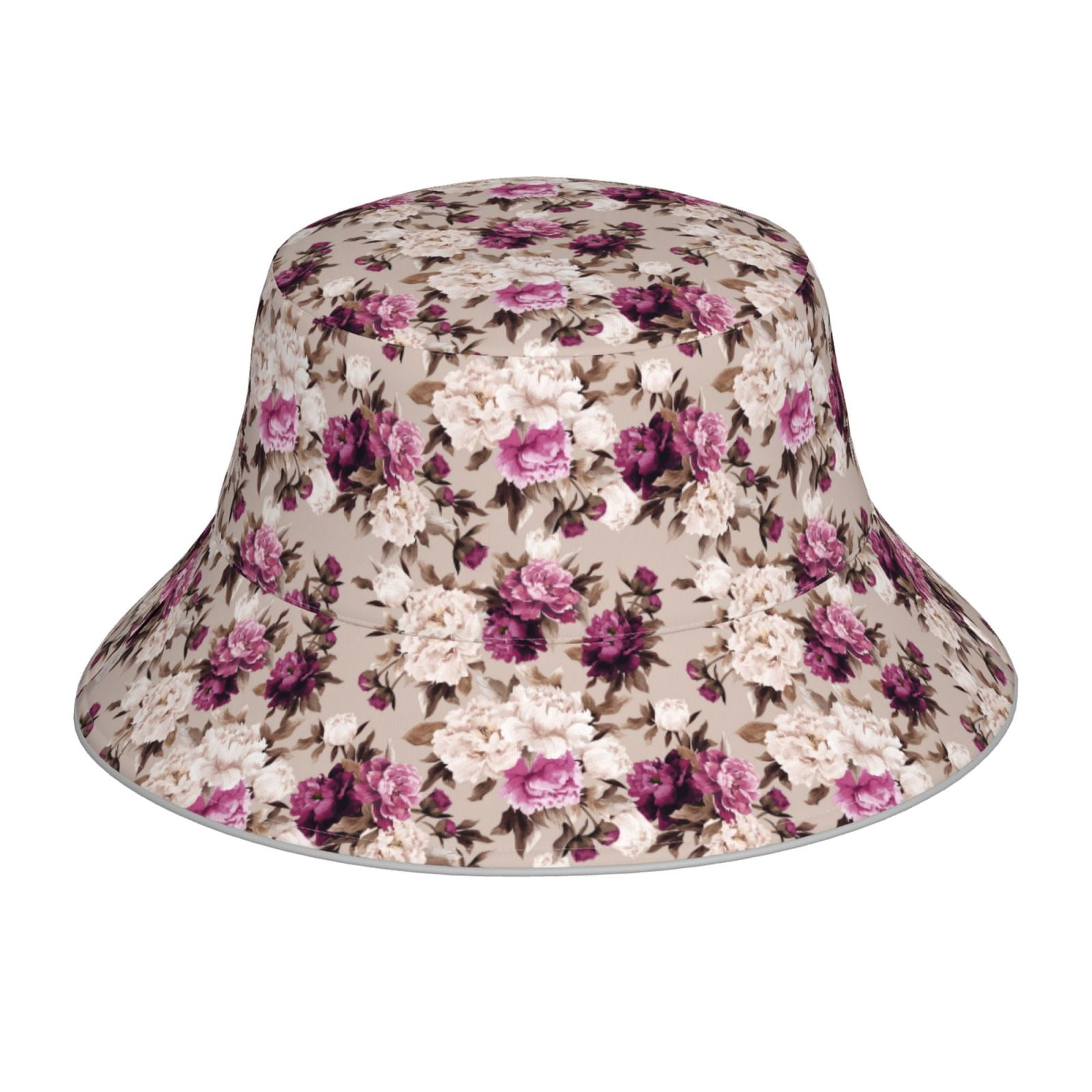 Salouo Rose Flowers Print Unisex Bucket Hat, Outdoor Summer Beach ...