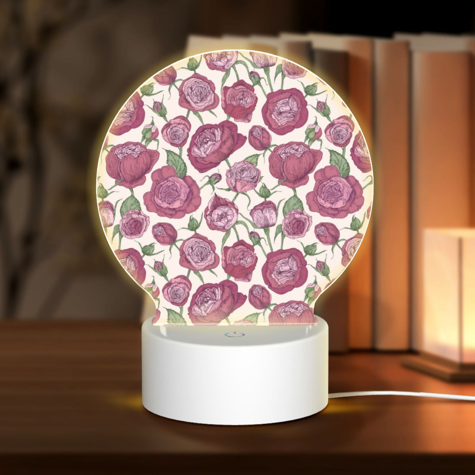 Salouo Rose Flowers for Round Acrylic Night Light - Acrylic Sheets with ...