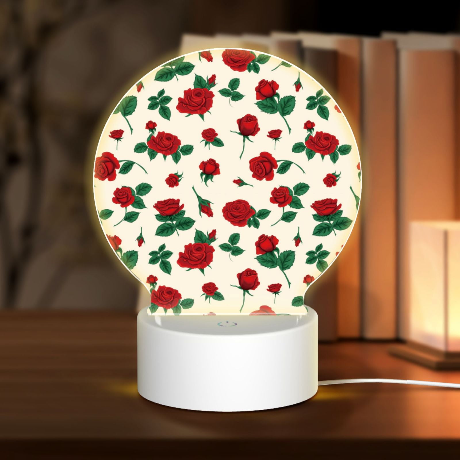 Salouo Rose Flowers for Round Acrylic Night Light - Acrylic Sheets with ...