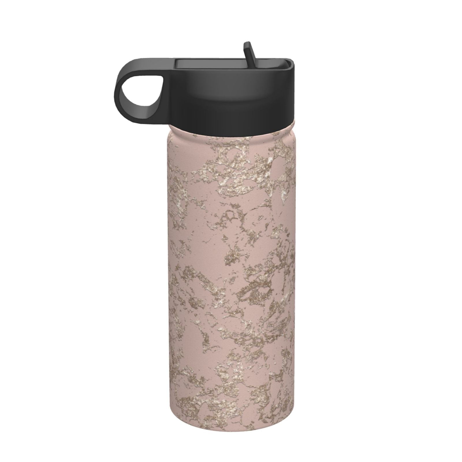 Salouo Rose Gold Marble Texture Pattern 18 oz Water Bottle With Straw ...