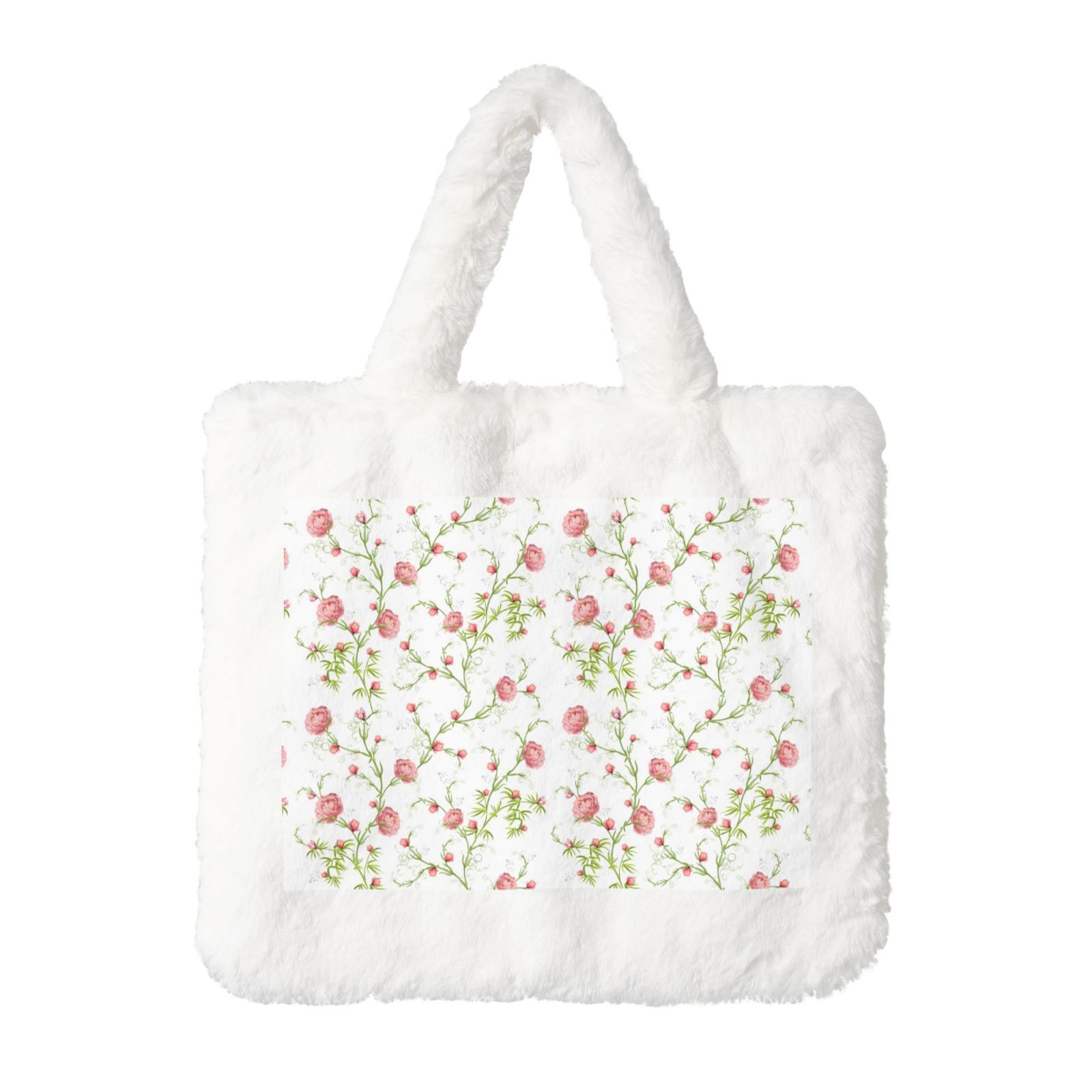 Salouo Roses Flowers for Plush Underarm Bag,Soft Tote Bag Ladies Fluffy ...
