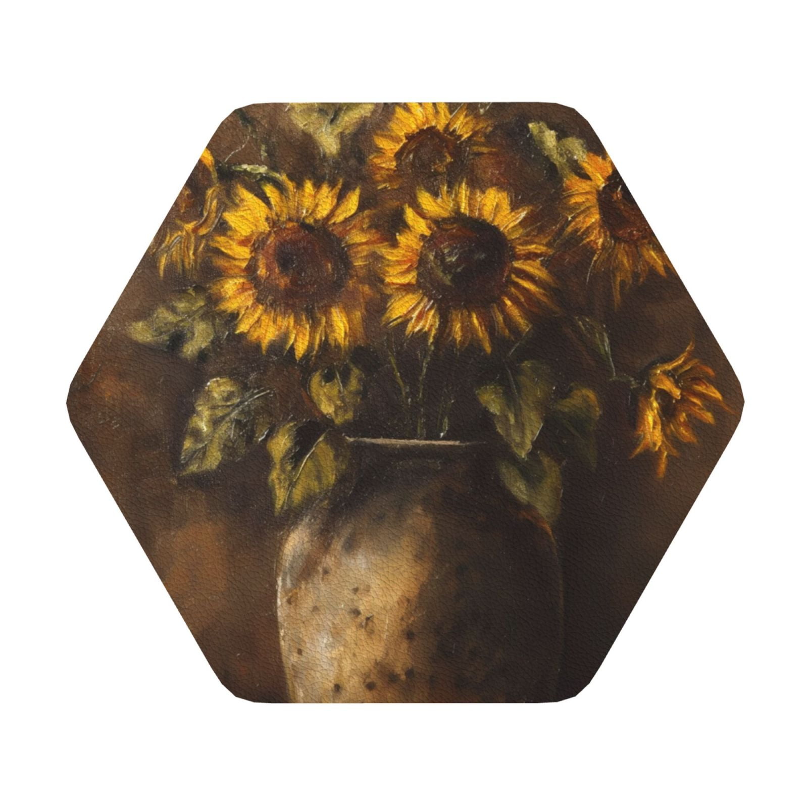 Salouo Rustic Sunflower Bouquet Print Round Coaster,Drink Coasters ...