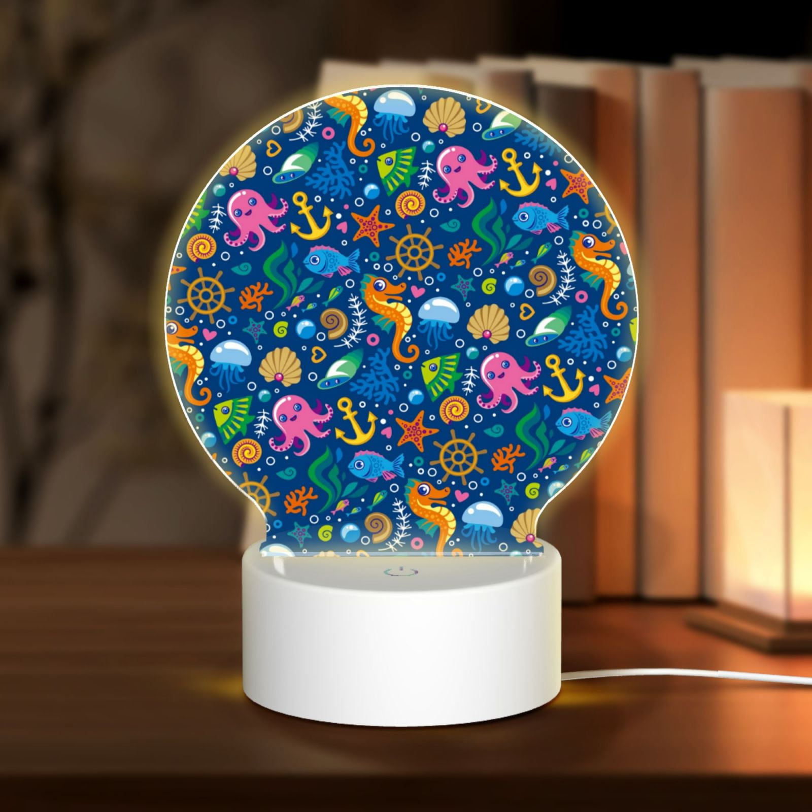 Salouo Sea Fish for Round Acrylic Night Light - Acrylic Sheets with LED ...